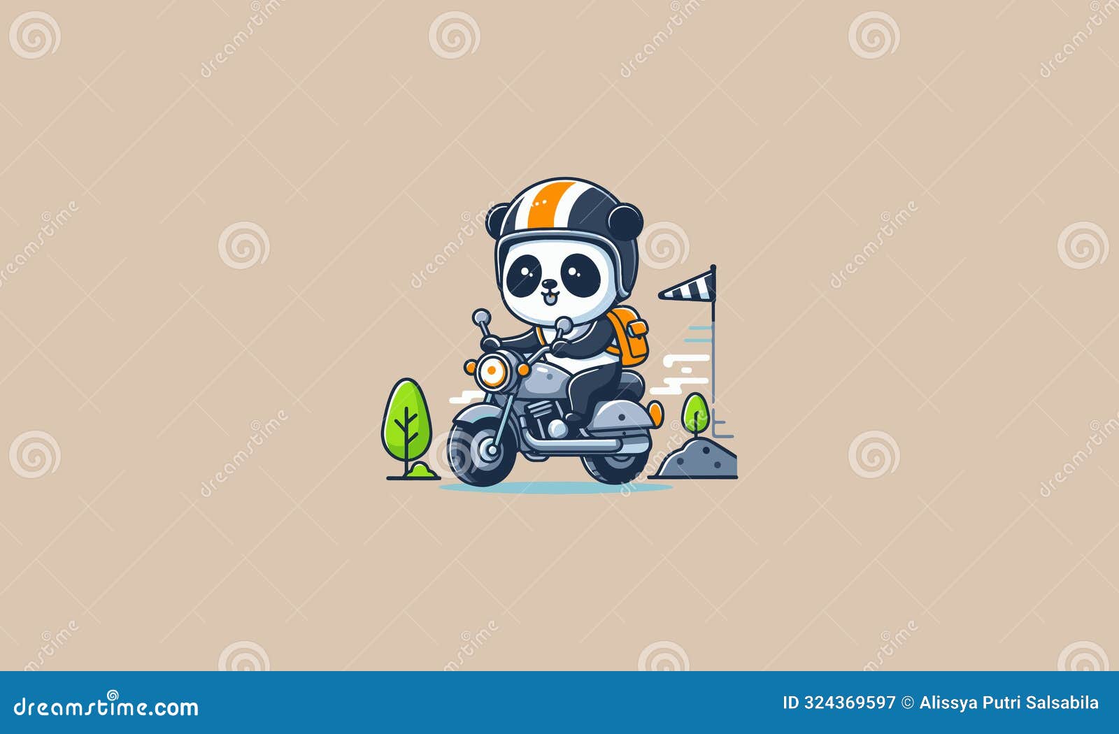 Panda Riding Motorcycle Vector Illustration Flat Design Stock Vector ...