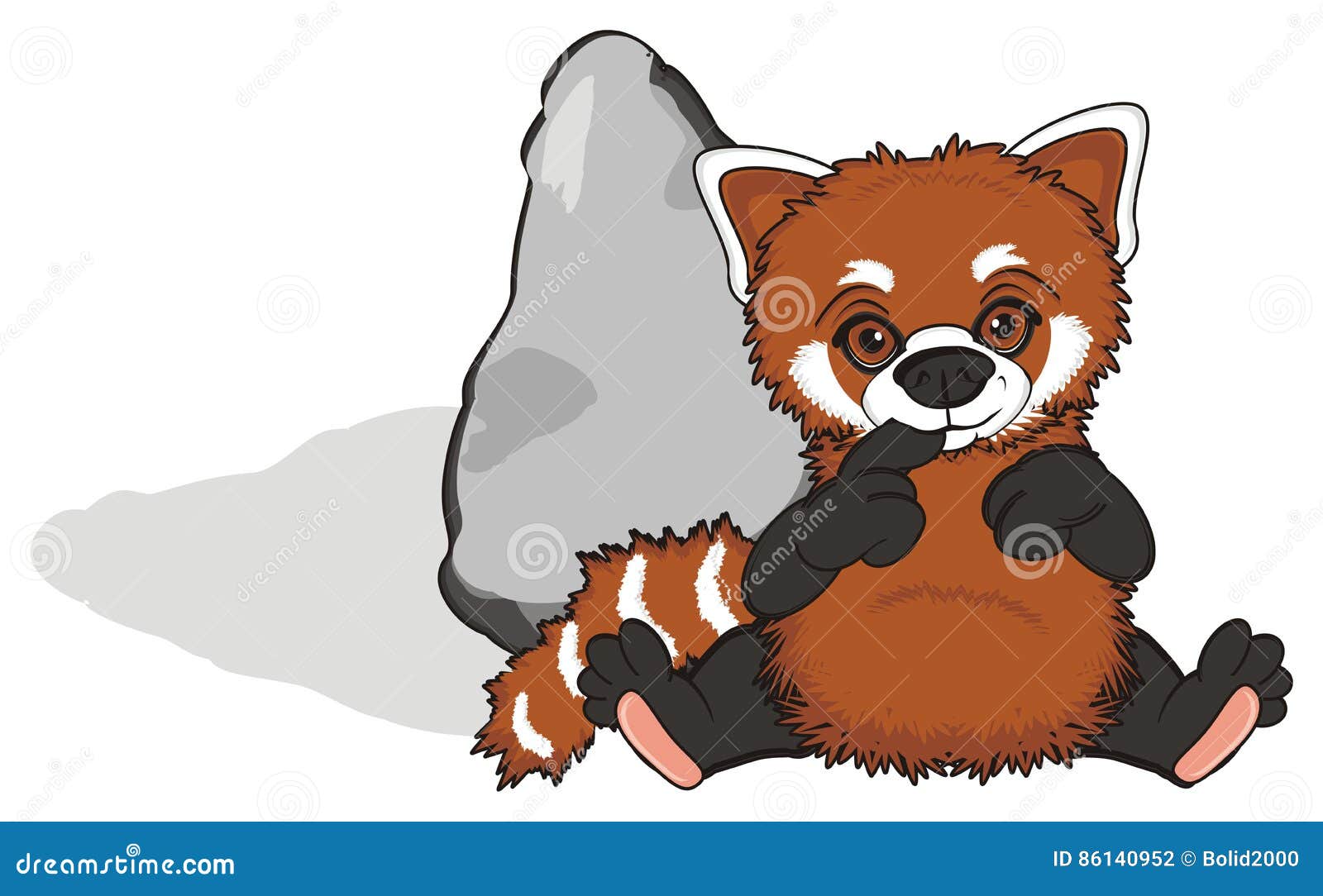 Panda Rouge Timide Et Objet Gris Illustration Stock - Illustration du ...
