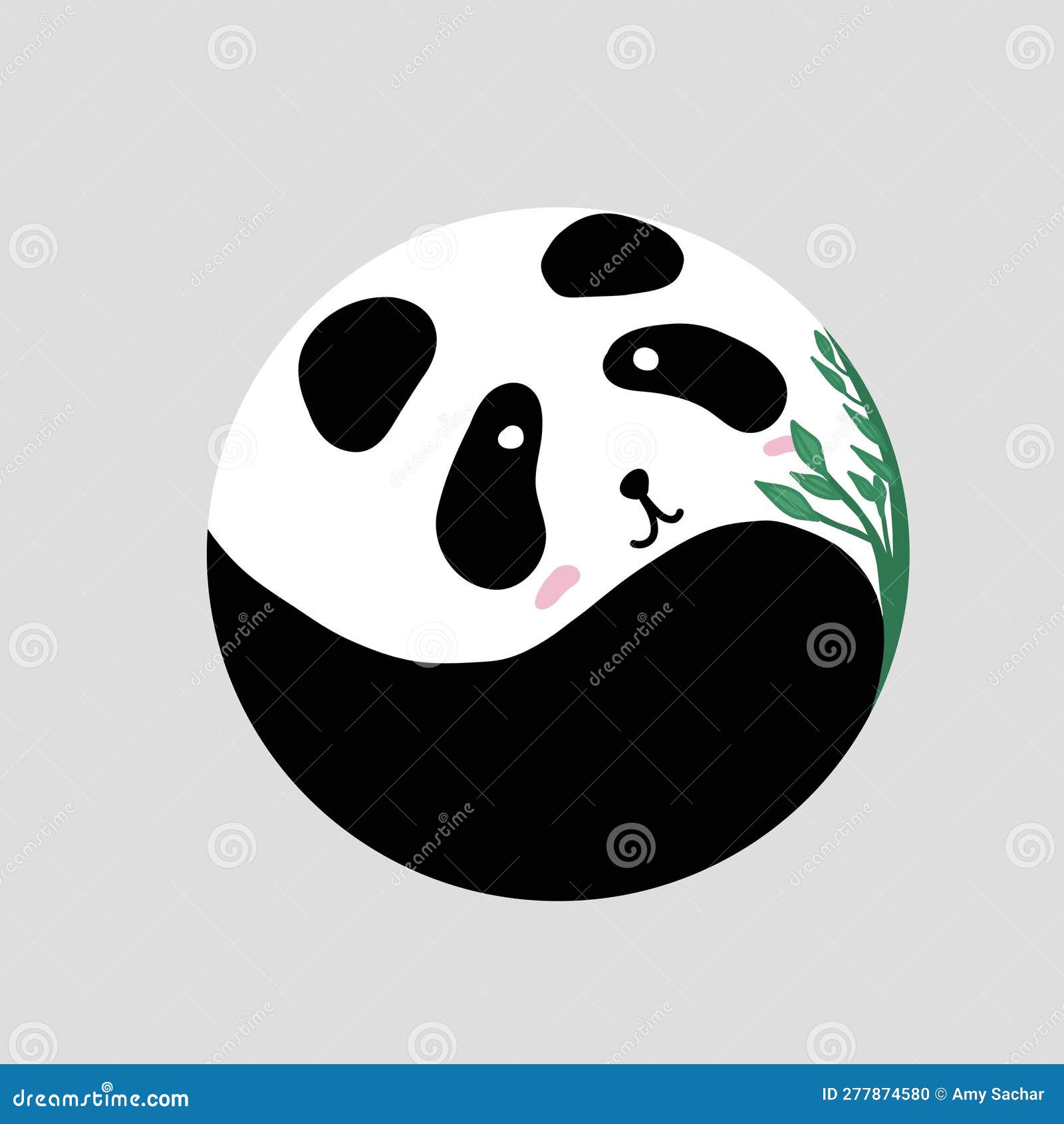 Panda Round Logo Flat Design Illustration Stock Vector - Illustration ...