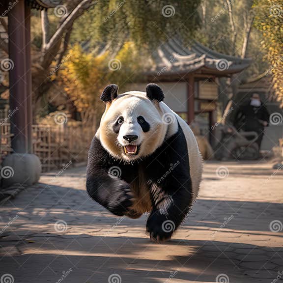 A Panda Running. Generative AI Stock Illustration - Illustration of ...