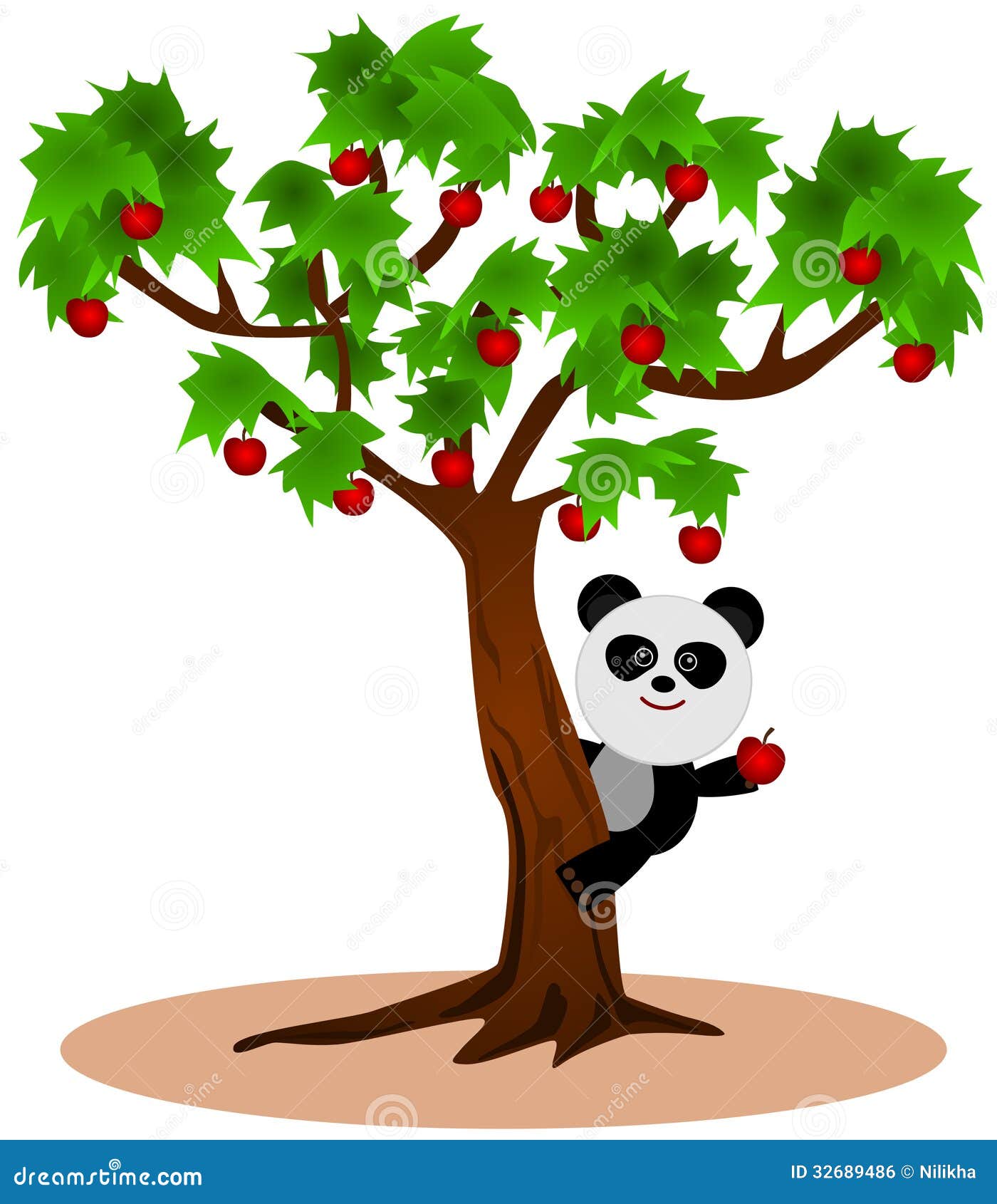 Panda s apple stock illustration. Illustration of panda - 32689486