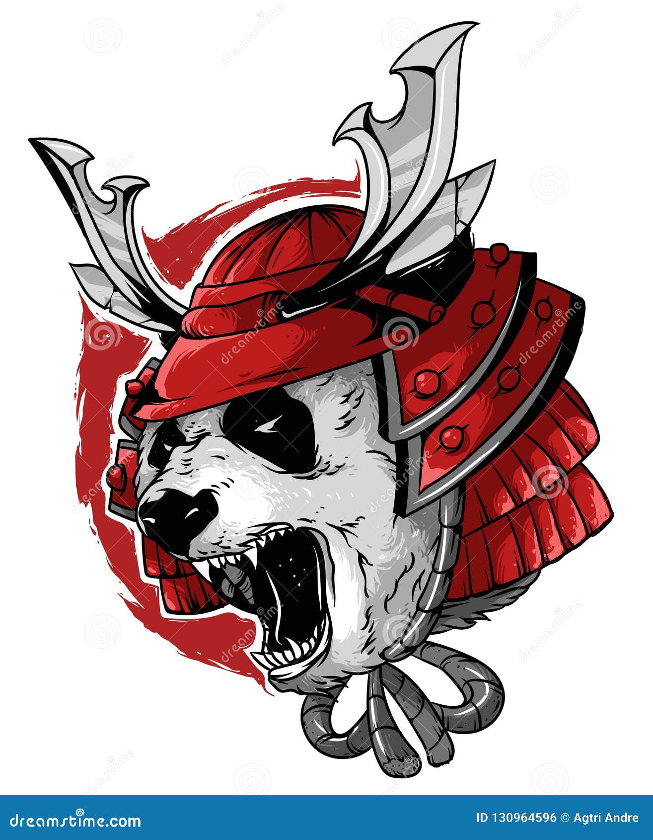 Panda samurai head design stock illustration. Illustration of panda ...