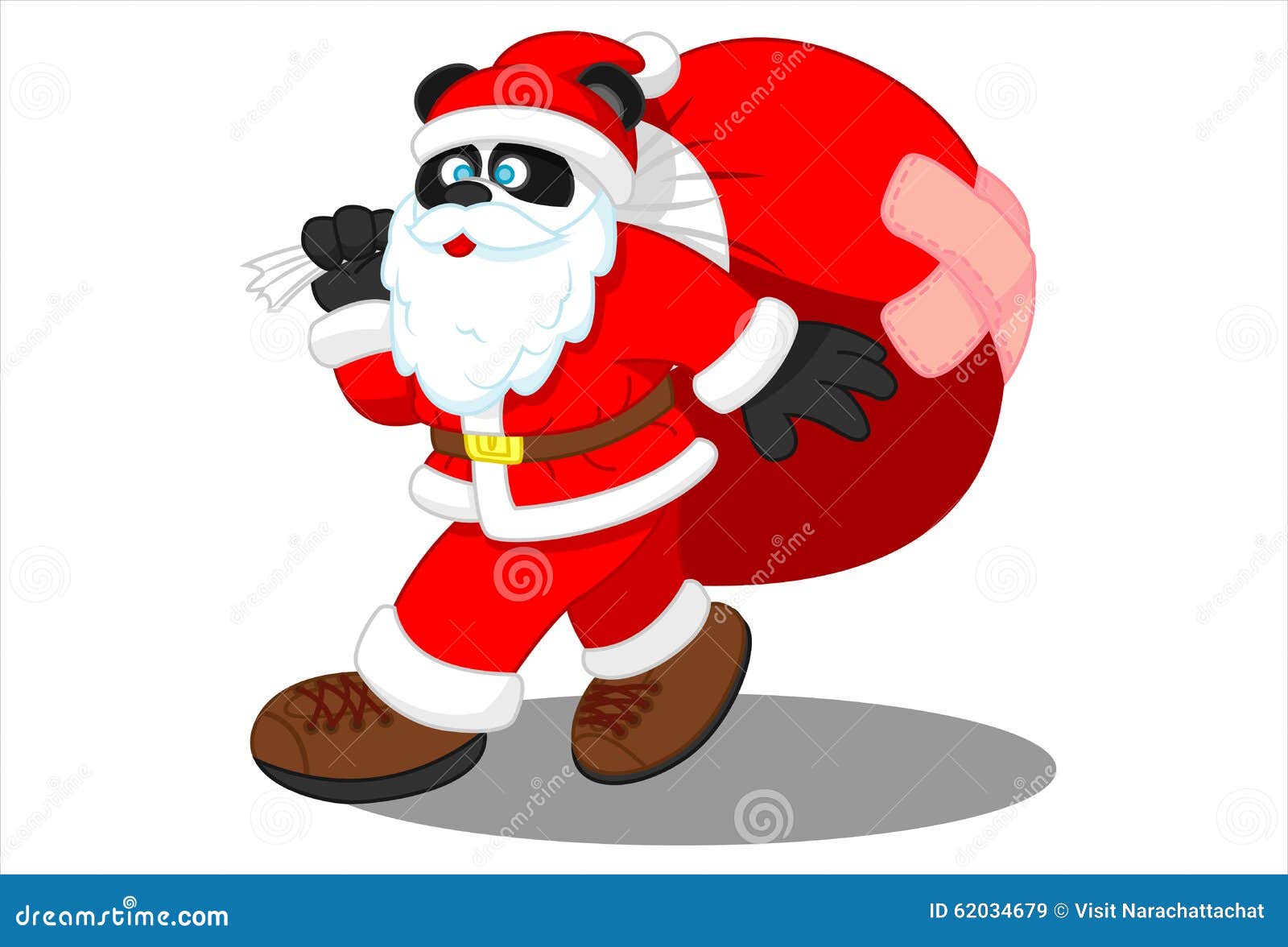 Panda Santa stock vector. Illustration of happy, cartoon - 62034679