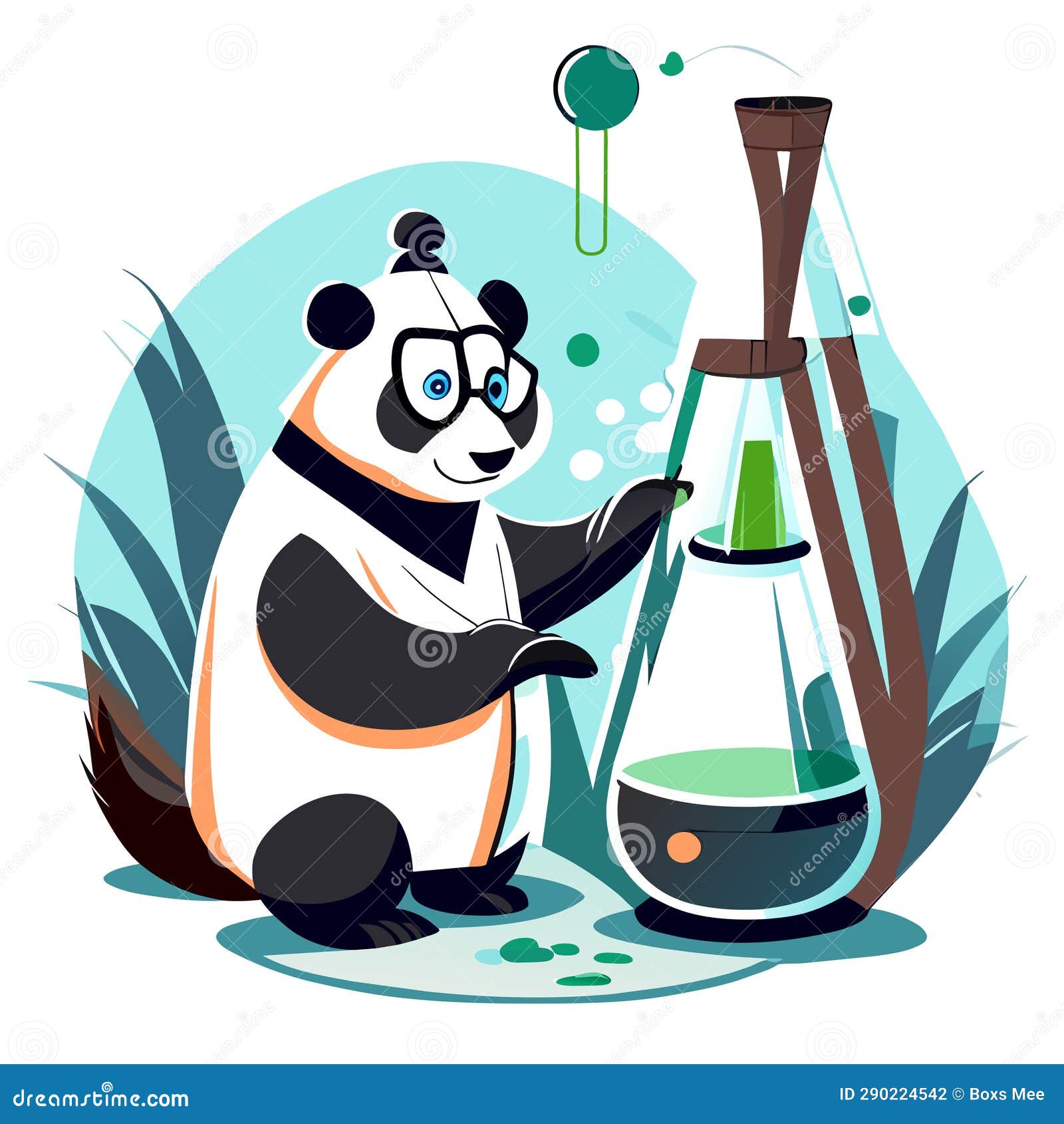 Panda Scientist in the Laboratory. Vector Illustration of a Pandas ...