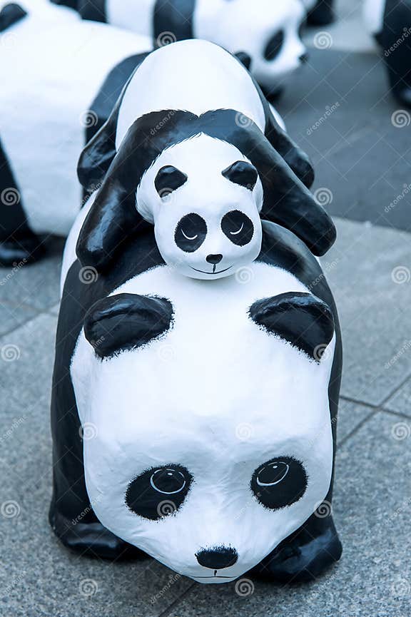 Panda Sculptures of Hand Make. Stock Photo - Image of blue, sculptures ...