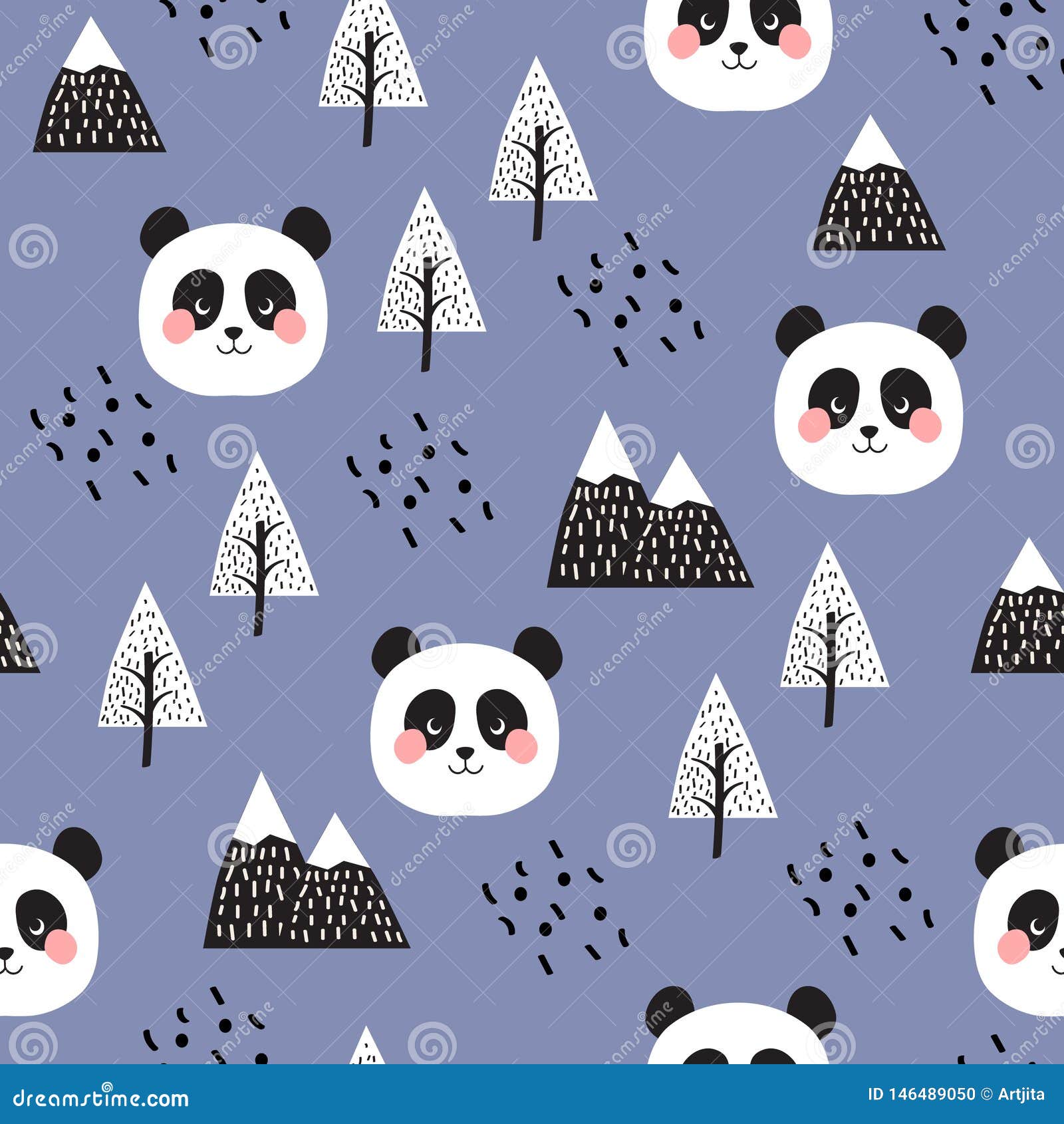 Panda Seamless Pattern Background Stock Vector - Illustration of funny ...