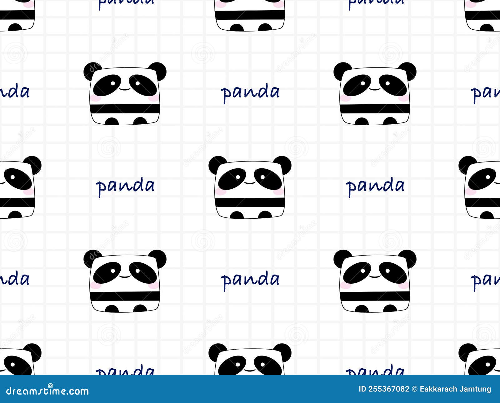Panda Seamless Pattern on White Background Stock Illustration ...