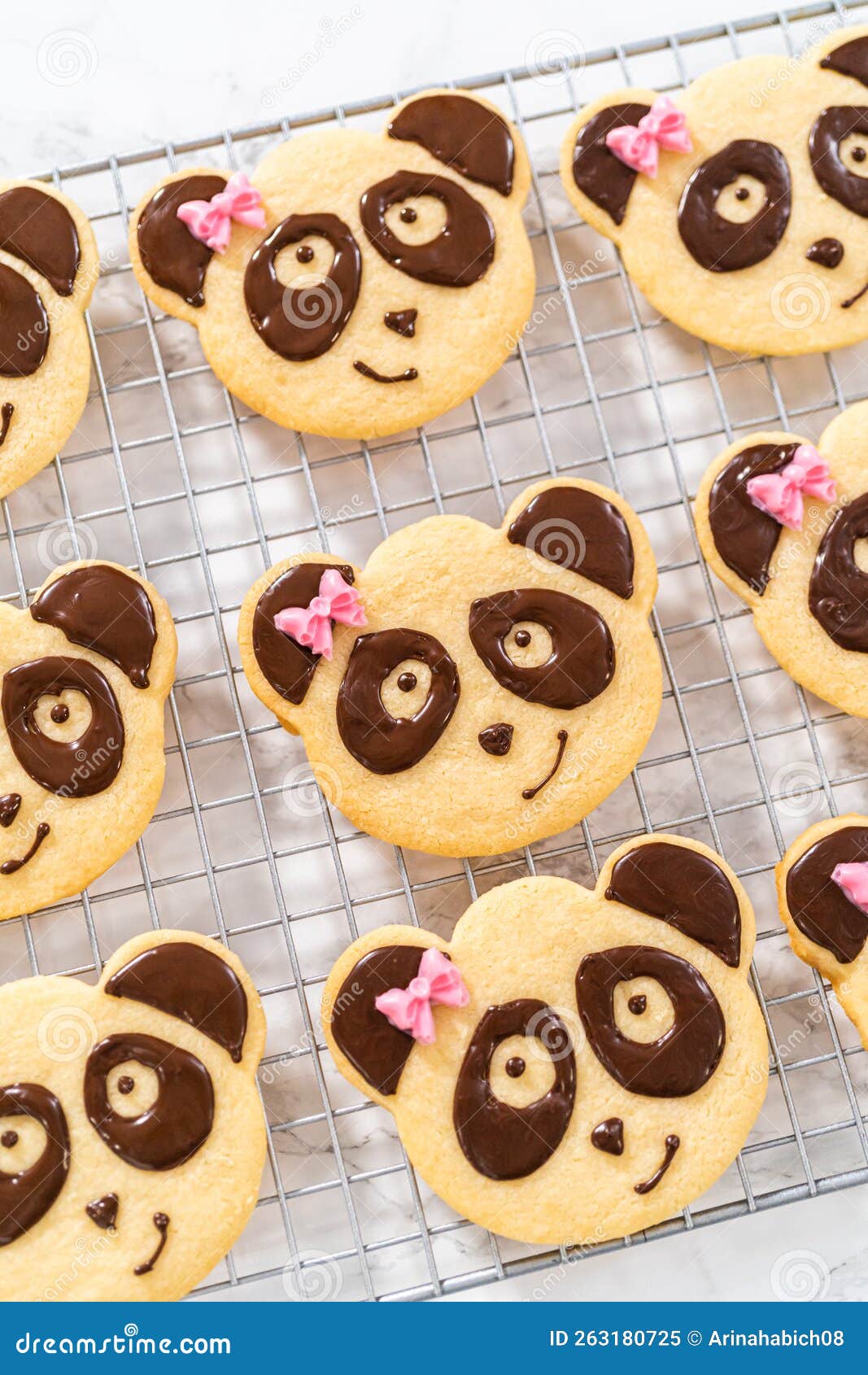 Panda Shaped Shortbread Cookies with Chocolate Icing Stock Image ...