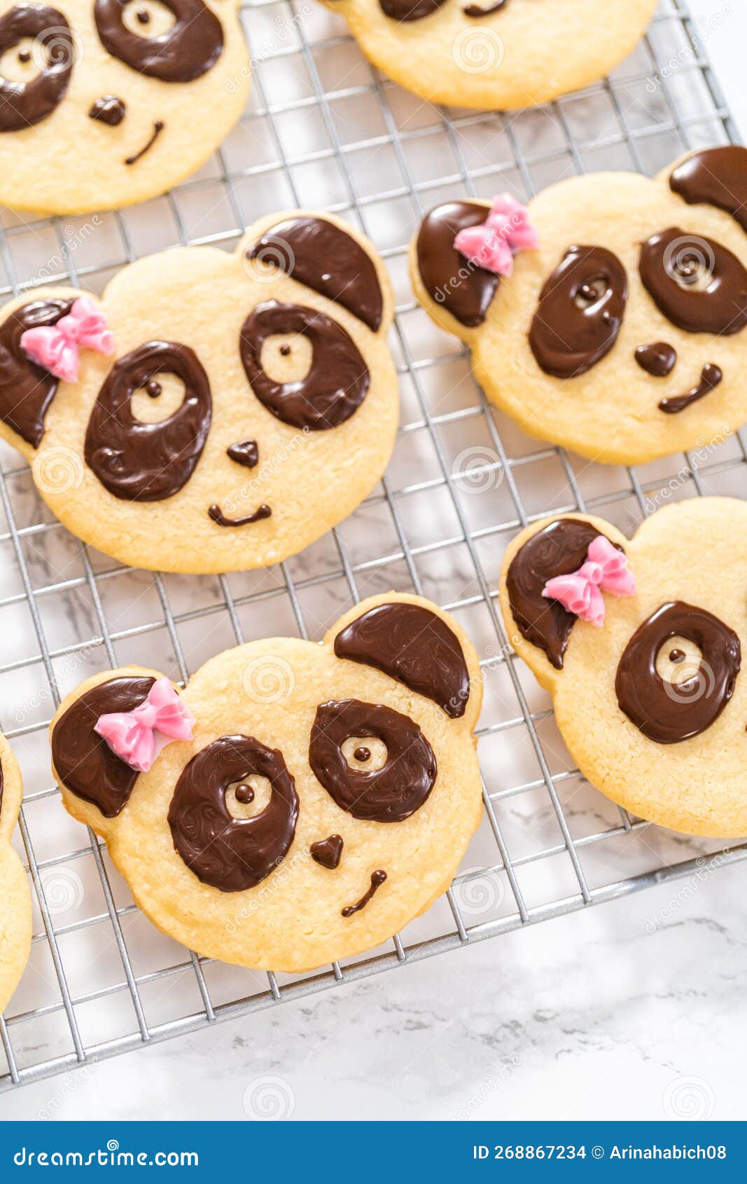 Panda Shaped Shortbread Cookies with Chocolate Icing Stock Photo ...