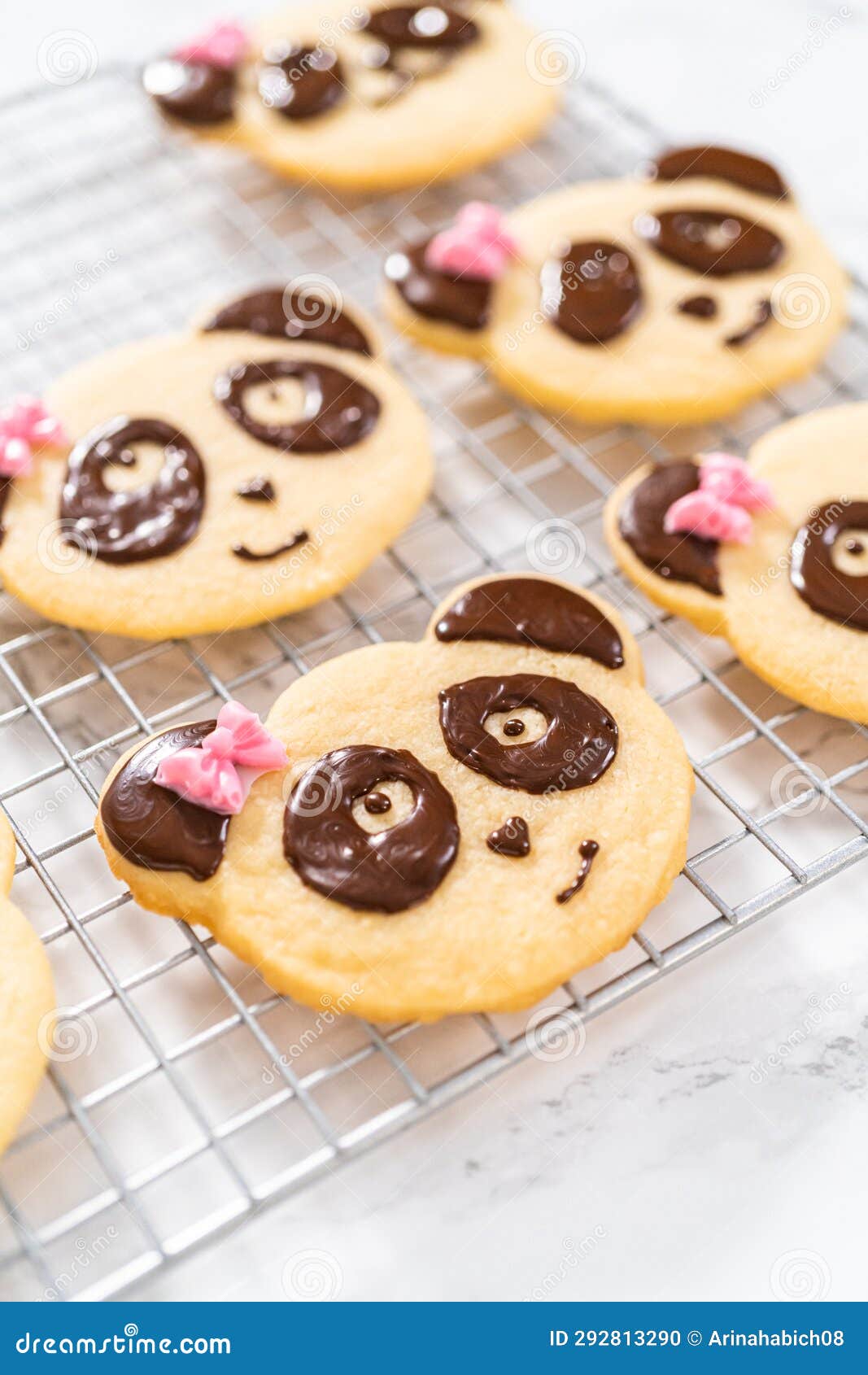 Panda Shaped Shortbread Cookies with Chocolate Icing Stock Photo ...