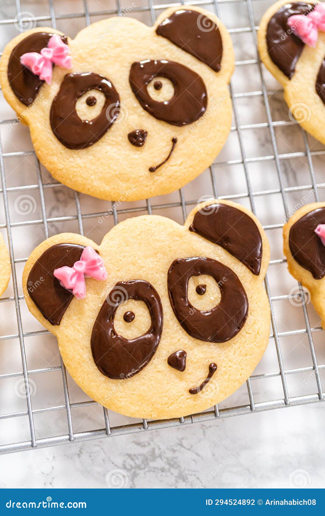 Panda Shaped Shortbread Cookies with Chocolate Icing Stock Photo ...