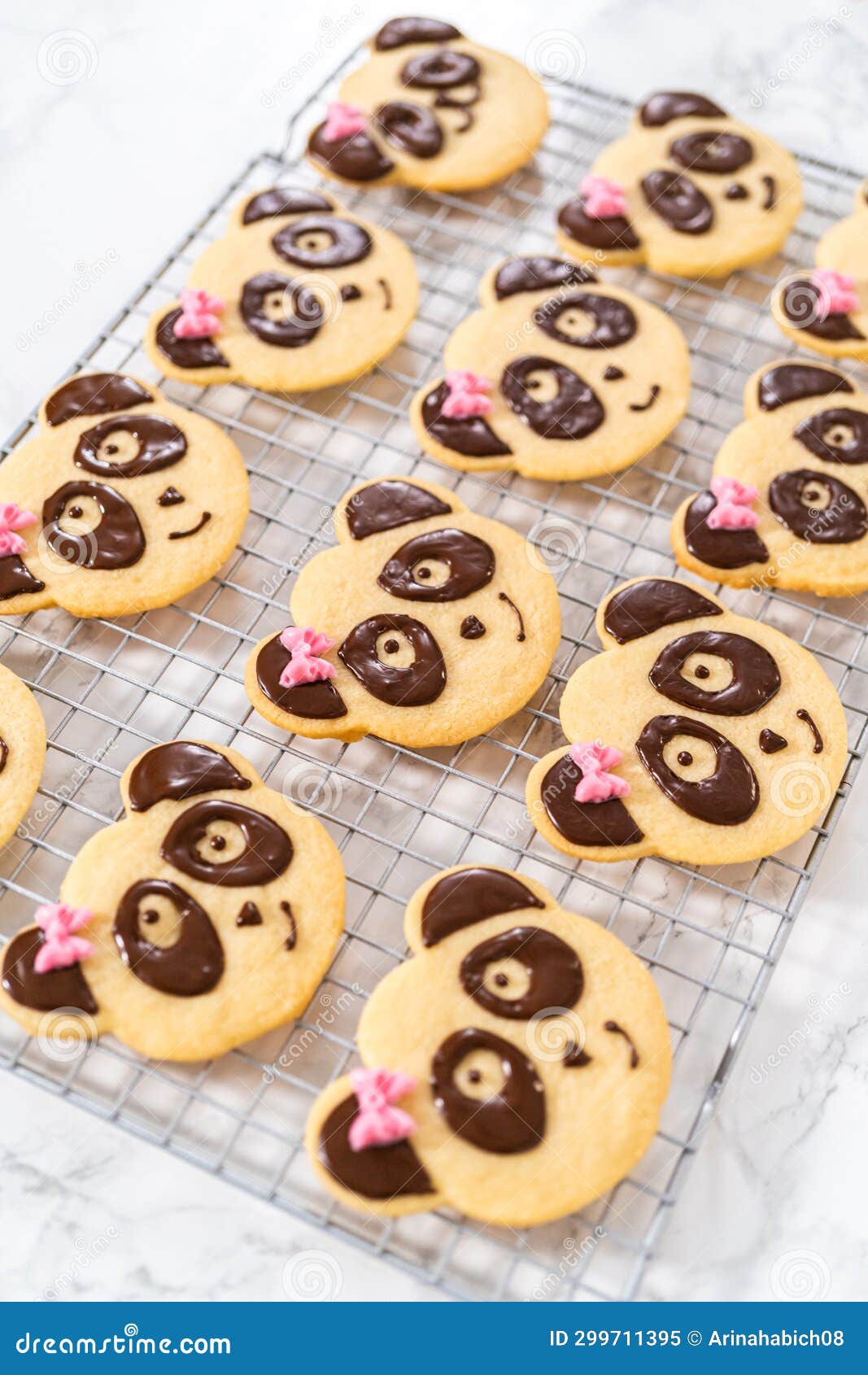 Panda Shaped Shortbread Cookies with Chocolate Icing Stock Image ...