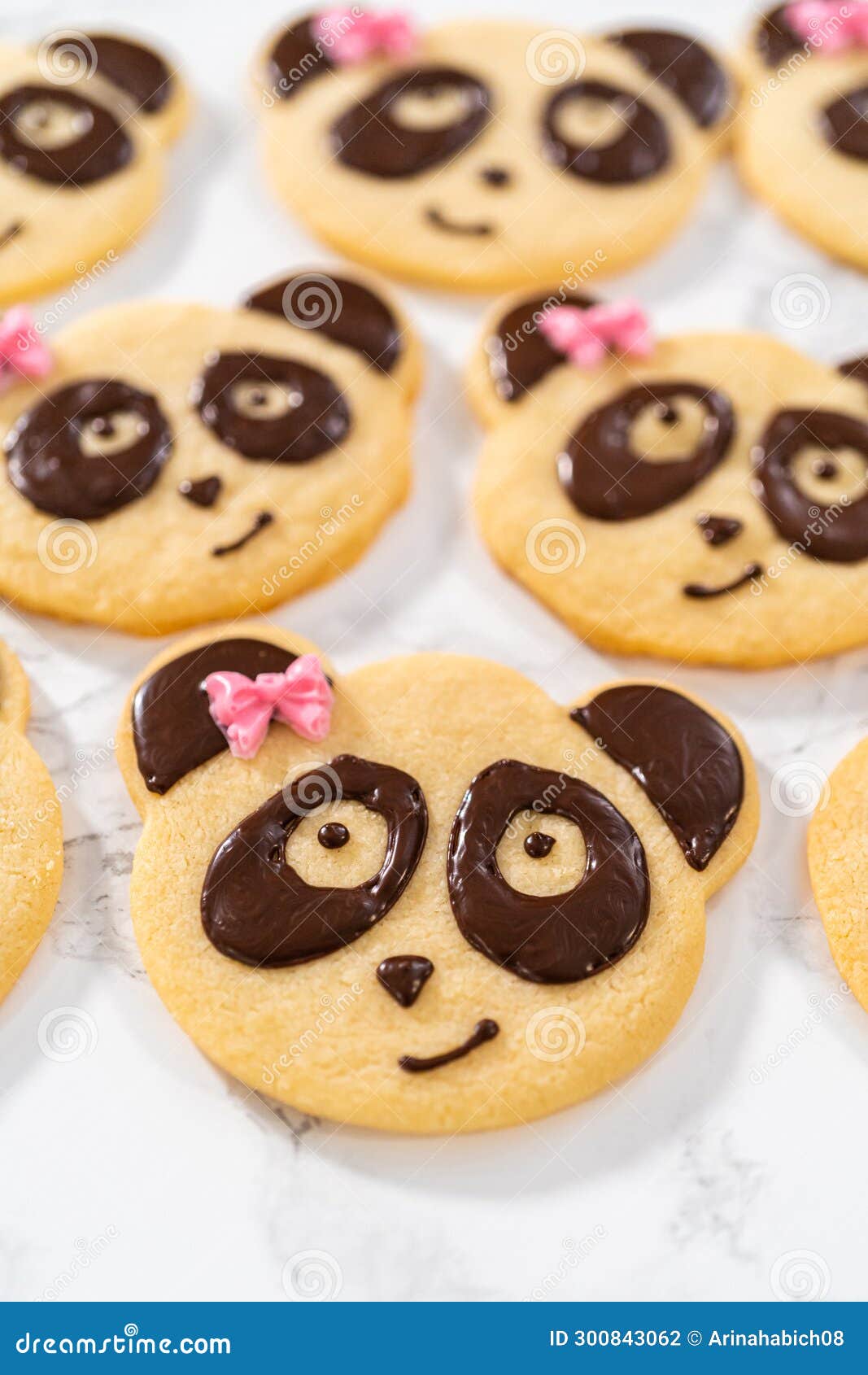 Panda Shaped Shortbread Cookies with Chocolate Icing Stock Photo ...