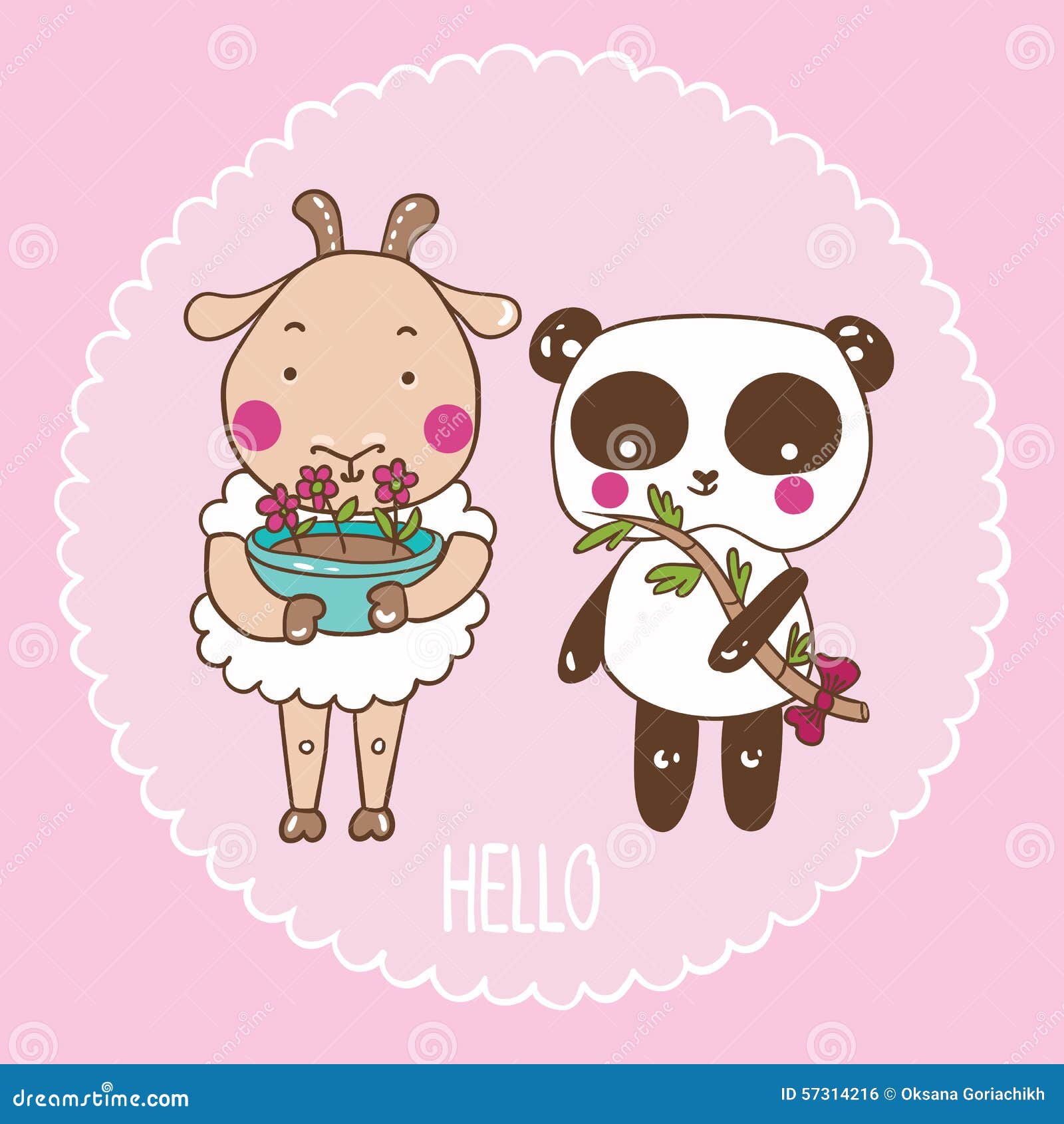 Panda and sheep stock illustration. Illustration of collection - 57314216