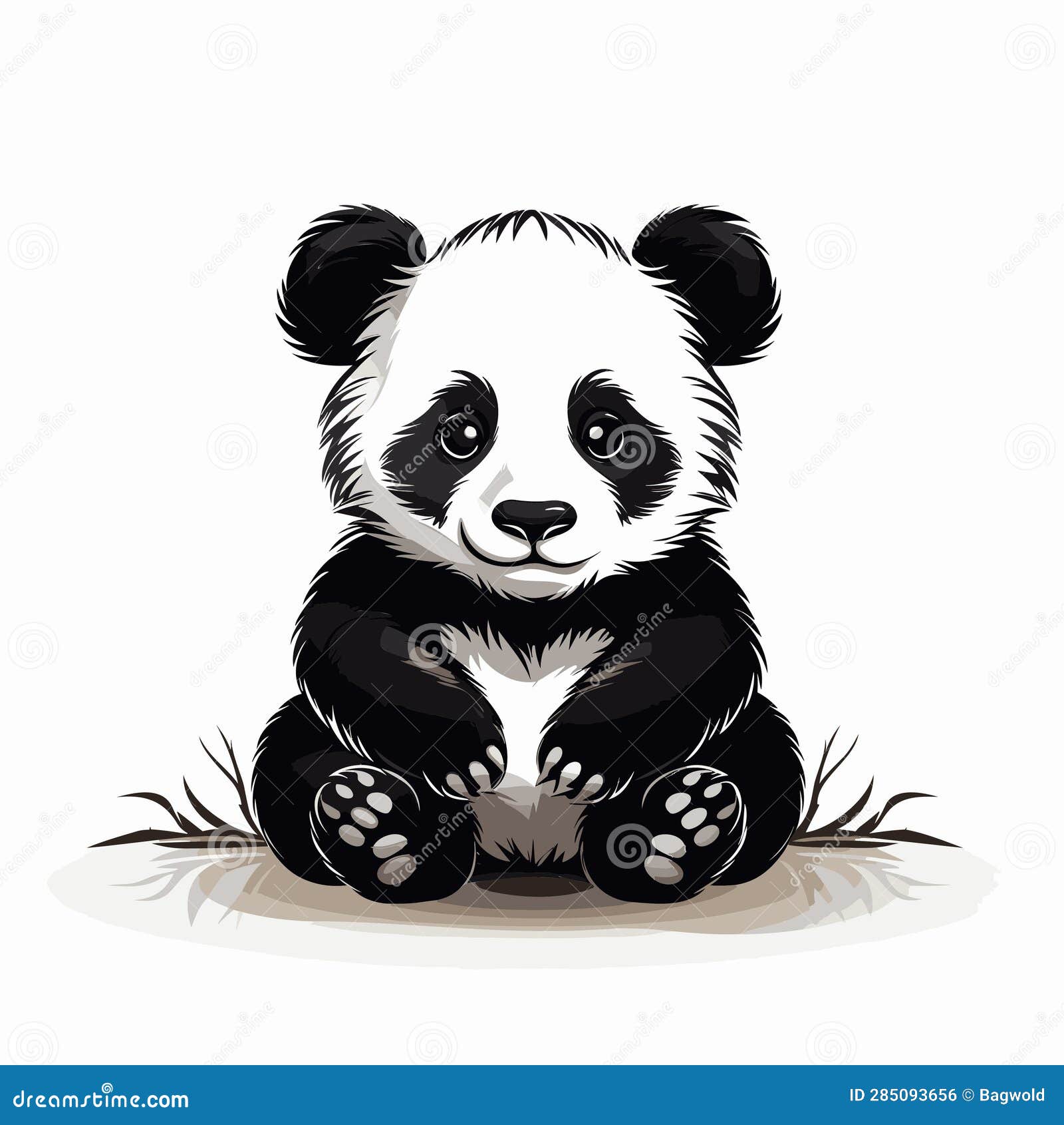 Panda Simple Flat Vector Illustration Stock Vector - Illustration of ...