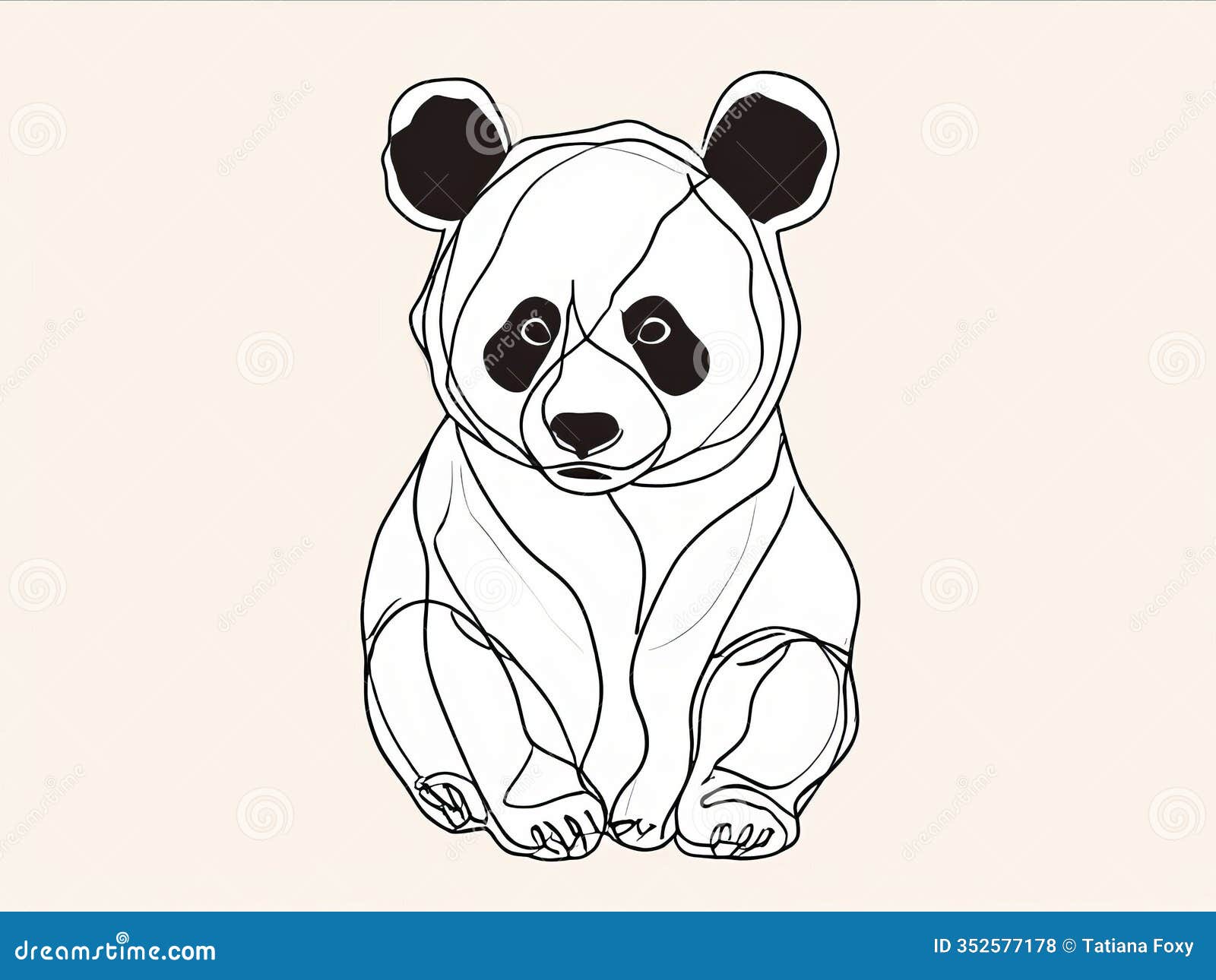 Panda in Single Line Drawings Style with Colorful Spots Stock Photo ...