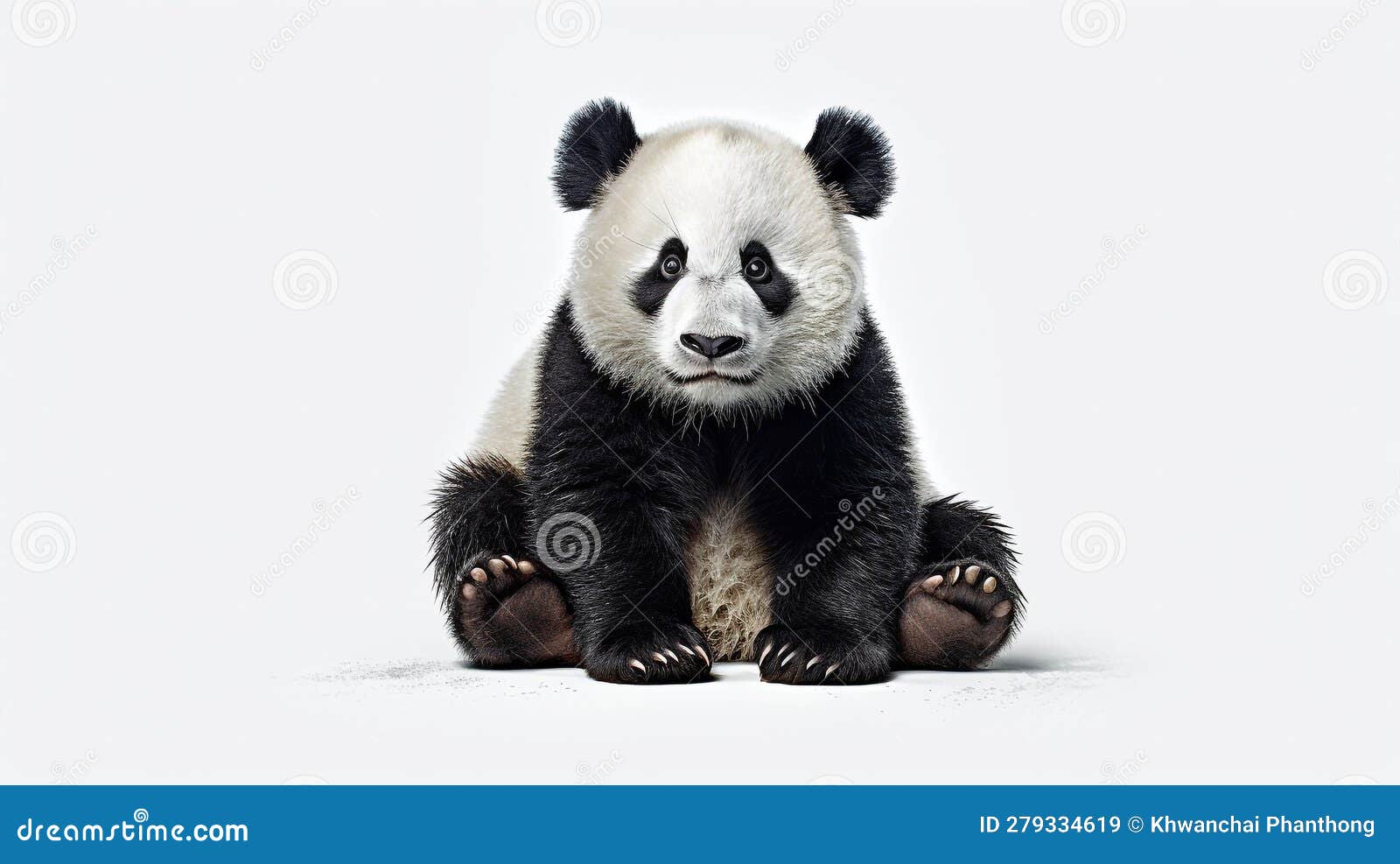 Panda Sit on White Background, Generative Ai Stock Illustration ...