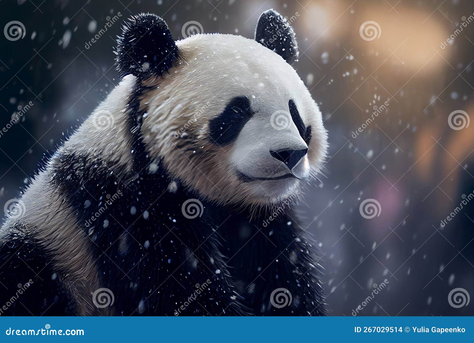 Panda in Snow Winter. Illustration Generative AI Stock Illustration ...