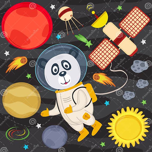 Panda in space stock vector. Illustration of asteroids - 93756710