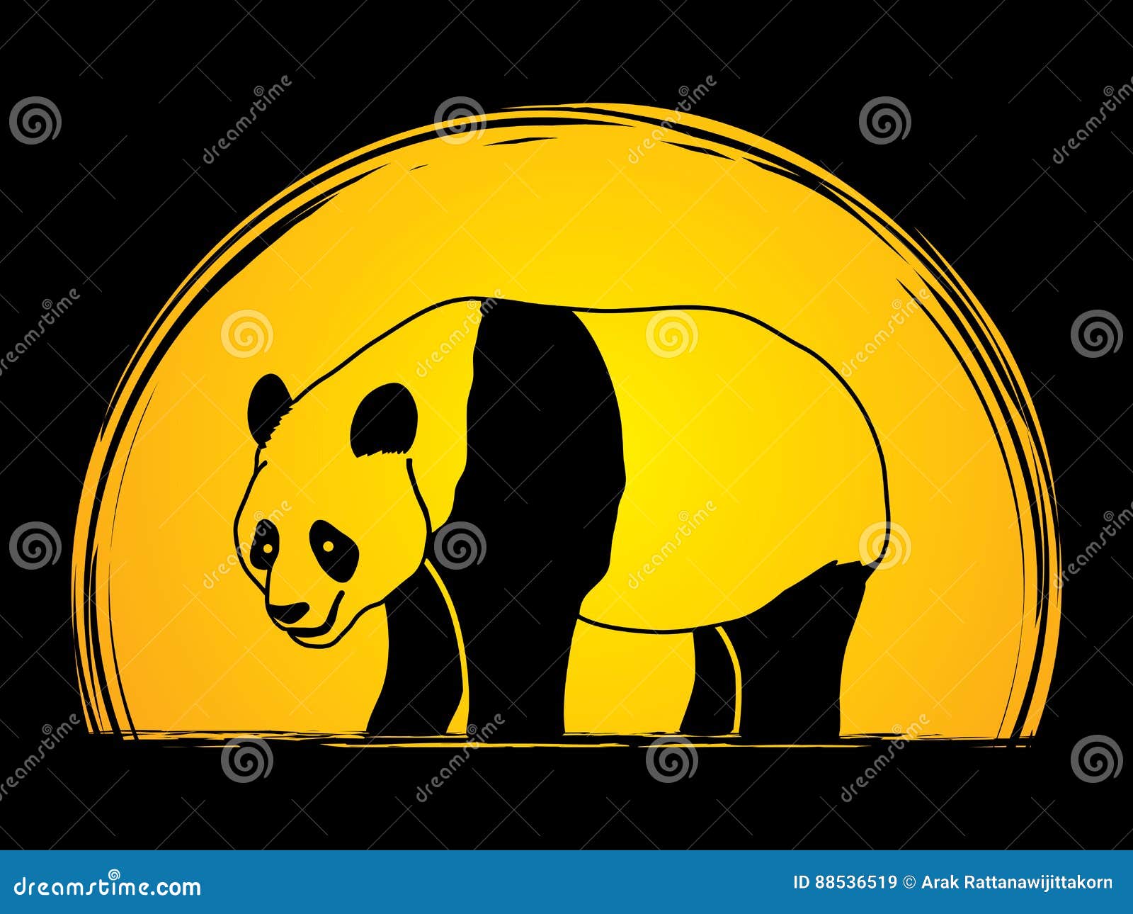 Panda standing side view stock vector. Illustration of cartoon - 88536519