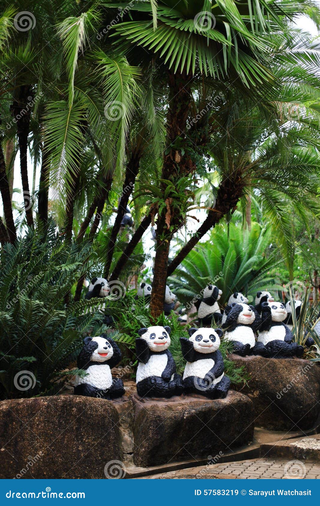 Panda Statue in Palm Garden Stock Image - Image of consist, jungle ...