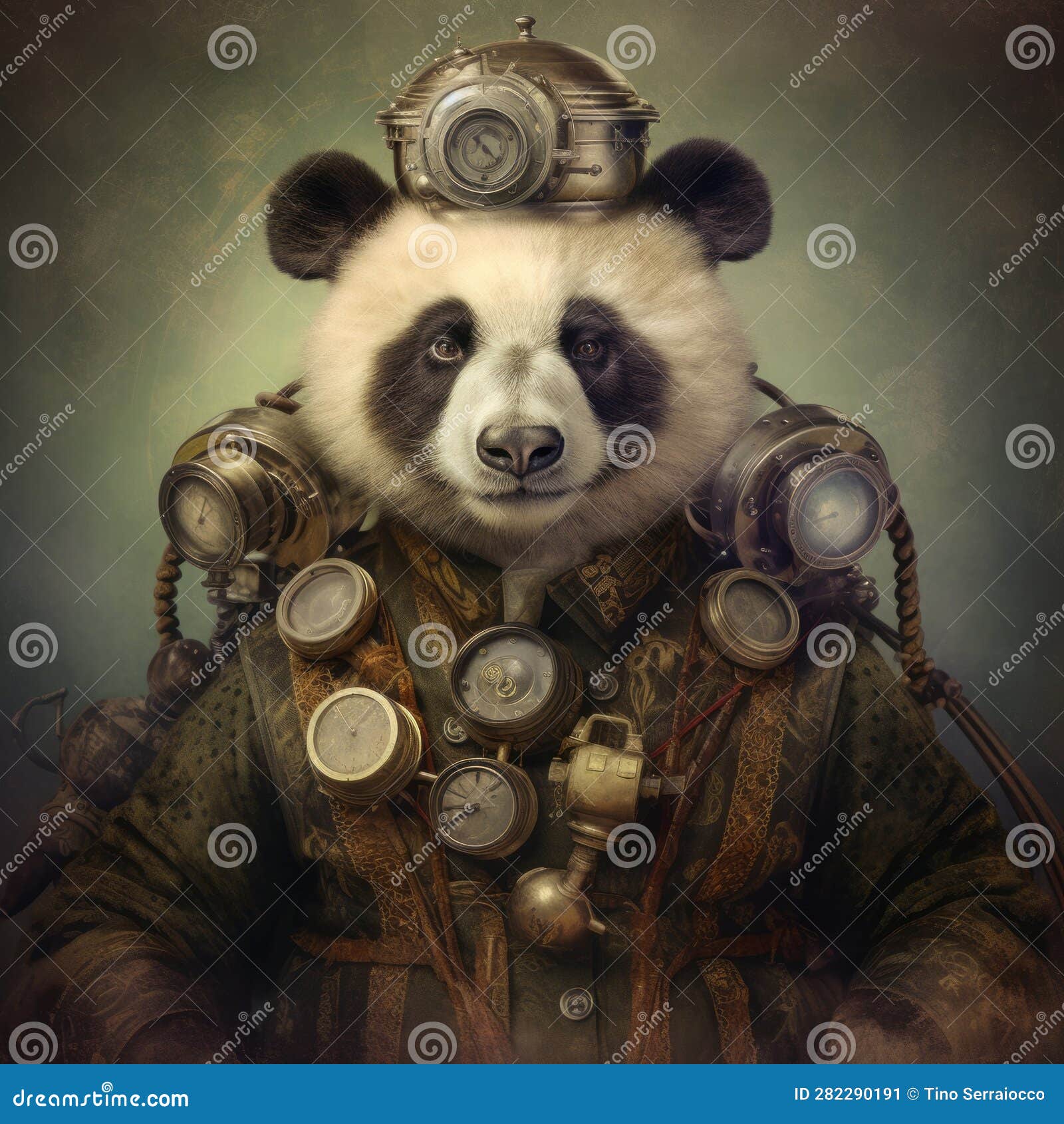 Panda Steampunk Style Portrait,generated with AI. Stock Illustration ...