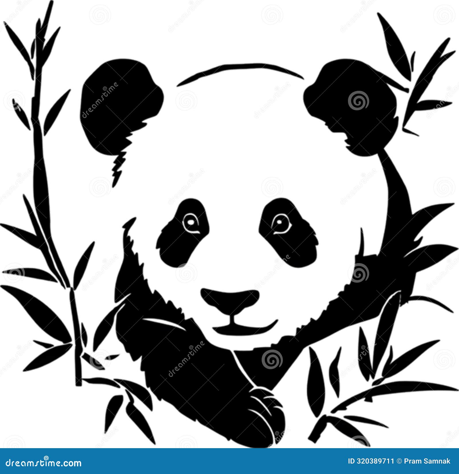 Panda Stencil Art in Bold Black and White. Stock Image - Illustration ...