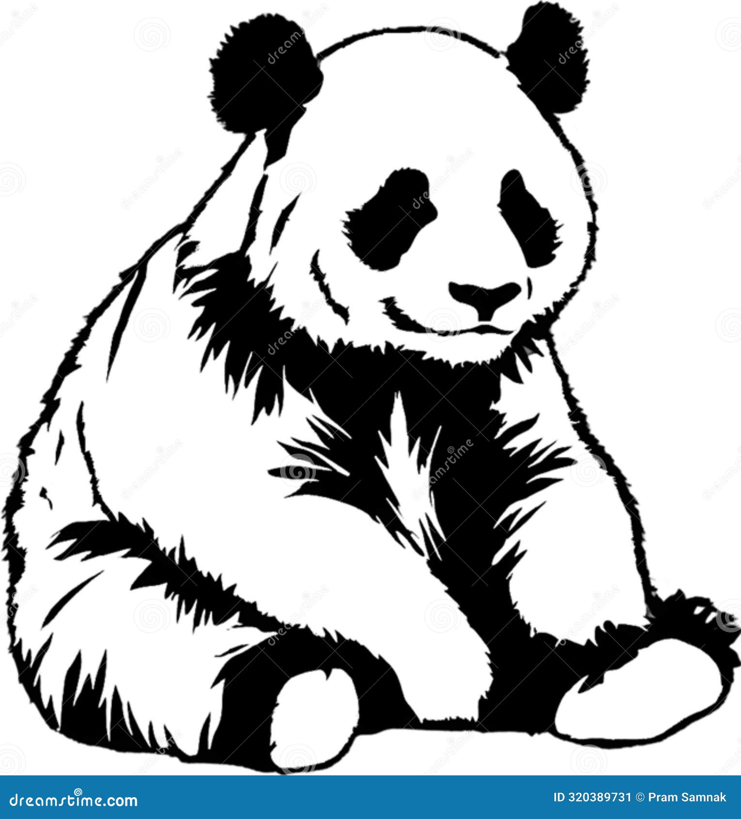Panda Stencil Art In Bold Black And White. Royalty-Free Stock Image ...