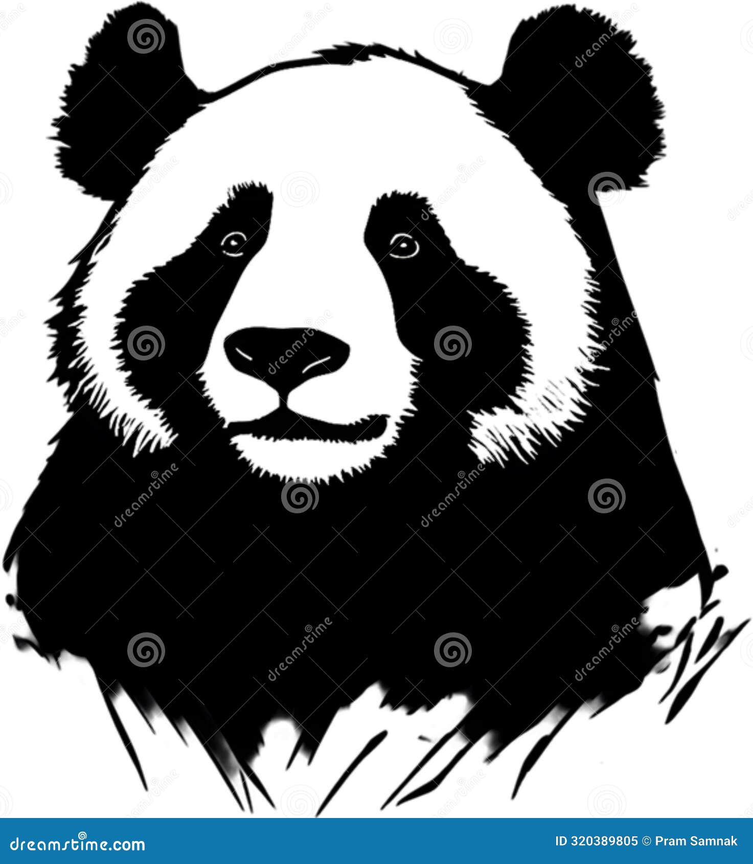 Panda Stencil Art in Bold Black and White. Stock Illustration ...