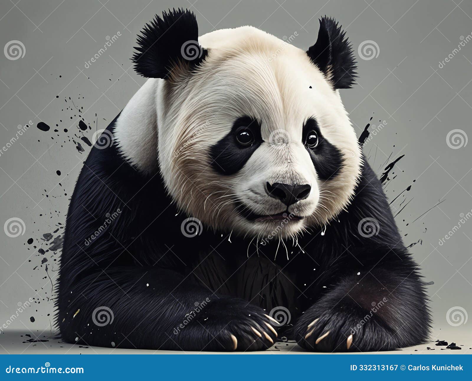 Panda in the Style of Flowing Textures, Energetic Gestures, Lo-fi ...
