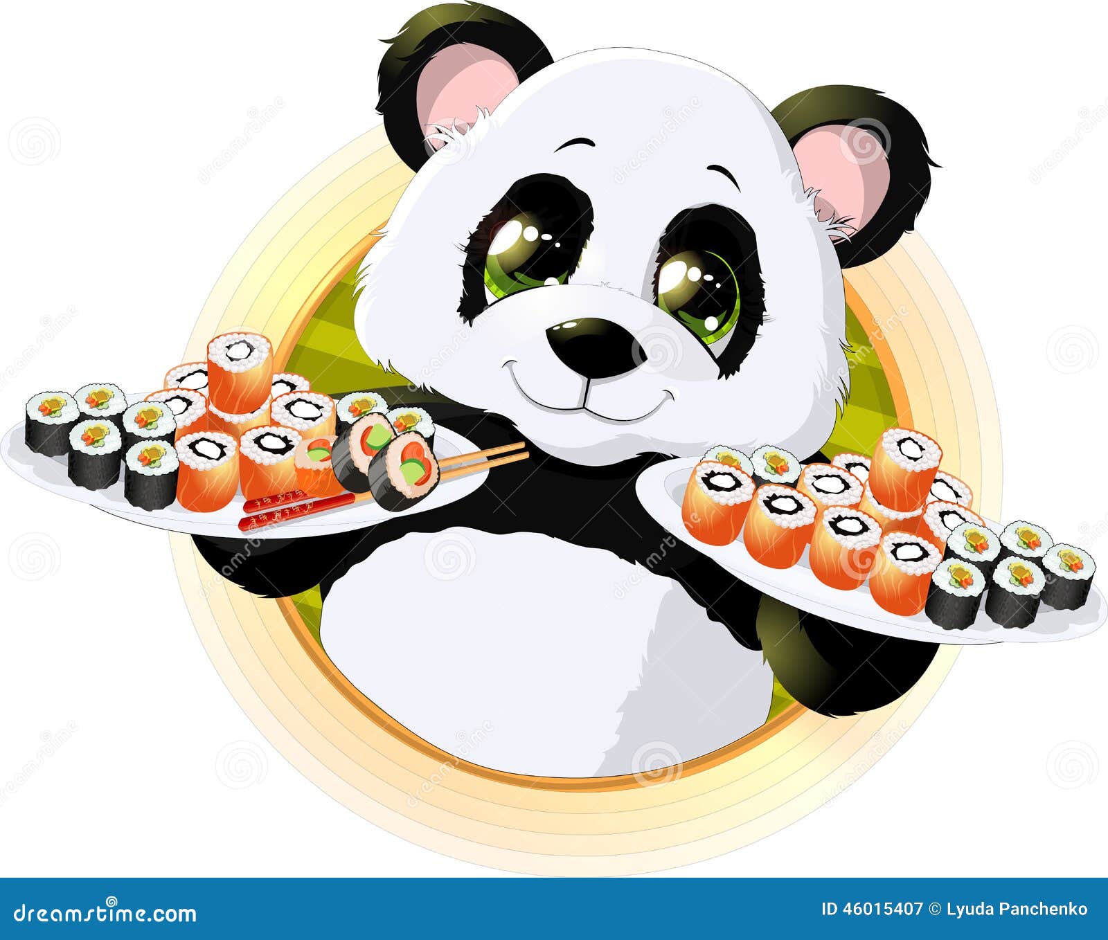 Panda sushi stock vector. Illustration of surprise, isolated - 46015407