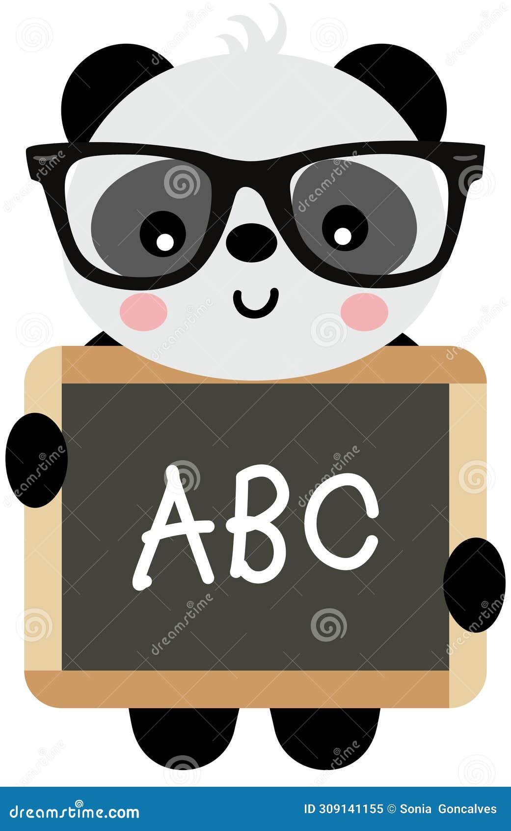 Panda Teacher Holding a School Blackboard with Abc Written.cdr Stock ...