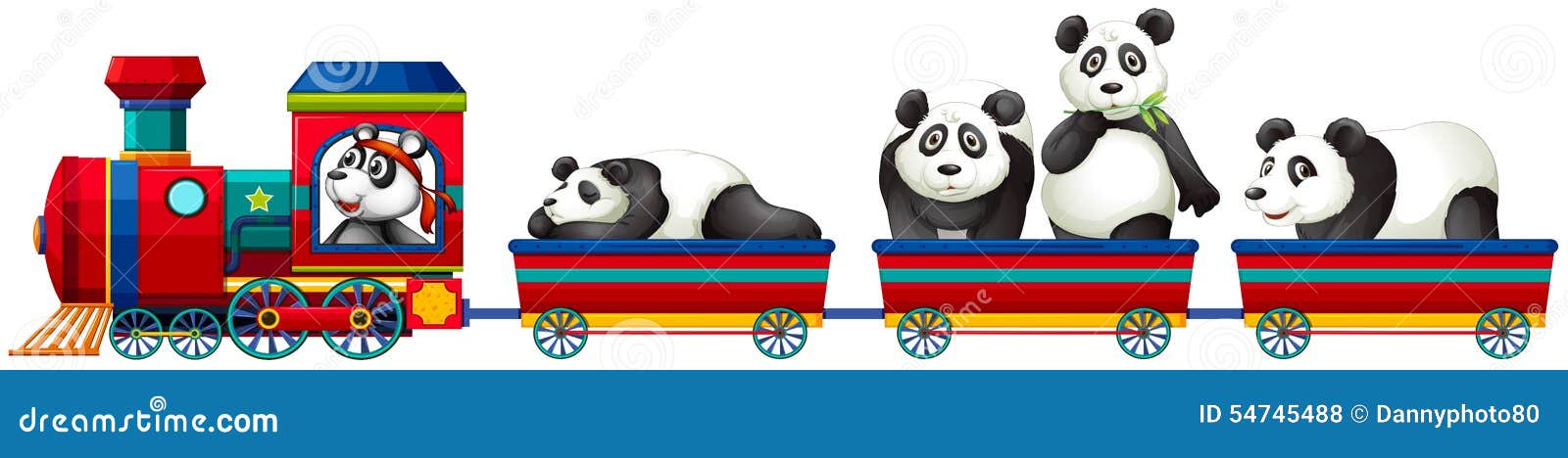 Panda and train stock vector. Illustration of carriage - 54745488