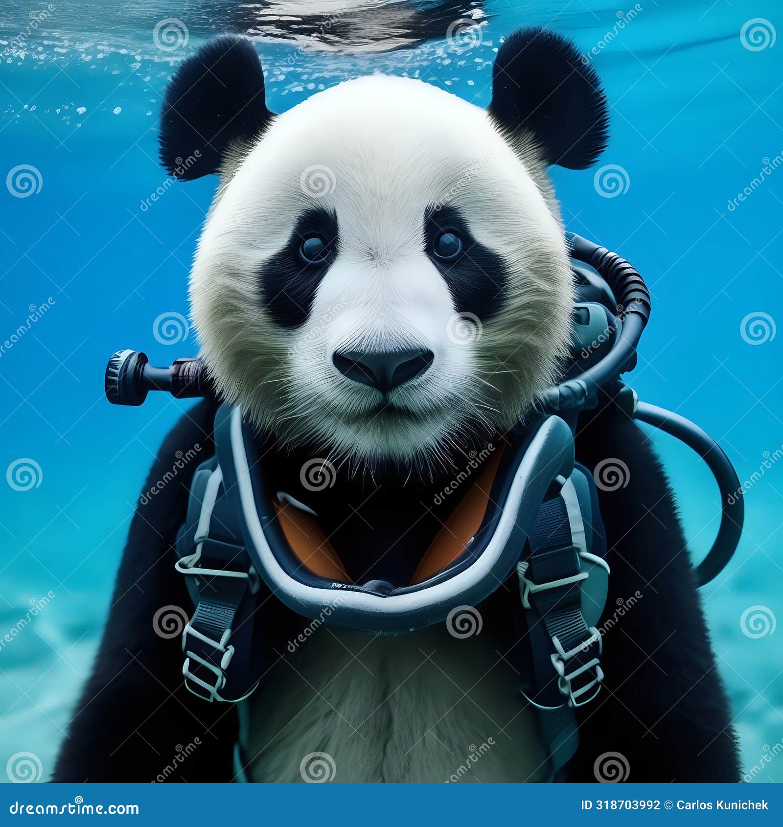 Panda Using Scuba Diving Gear - Generated by Ai Stock Illustration ...