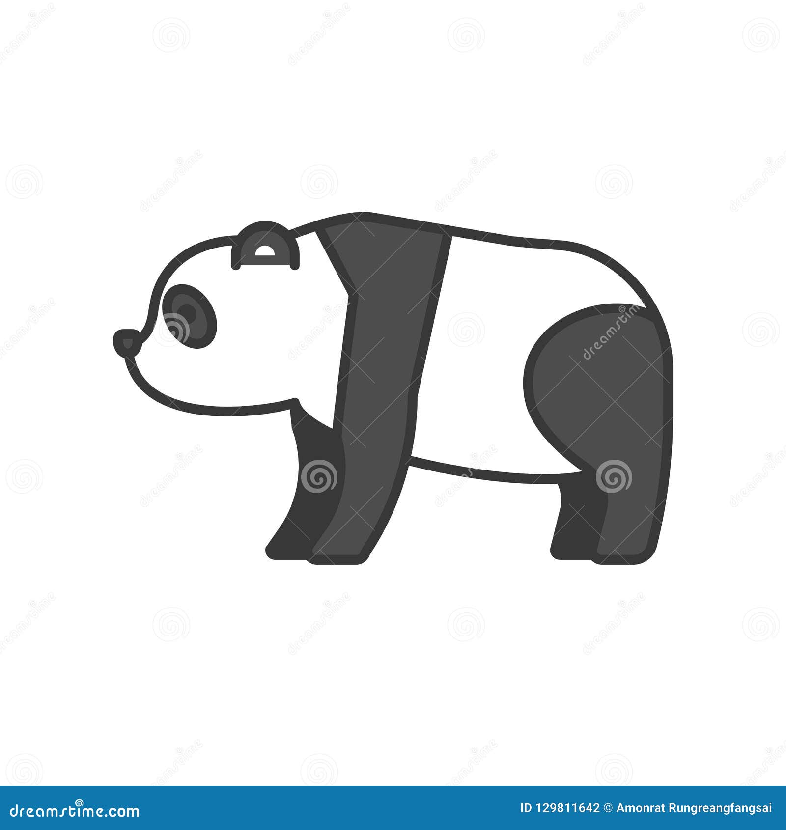 Panda, Animal in Zoo Icon Set, Filled Outline Design Stock Vector ...