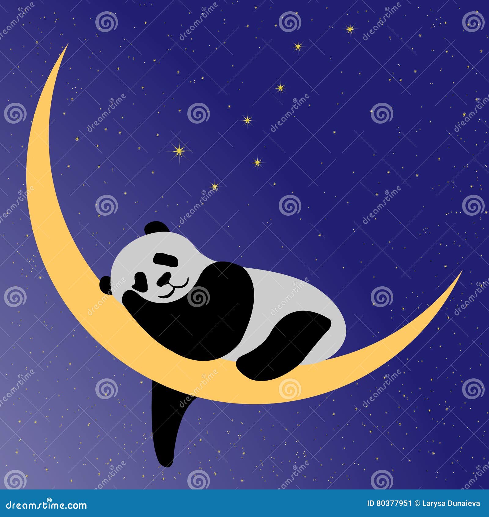 Panda stock vector. Illustration of blue, dream, bear - 80377951