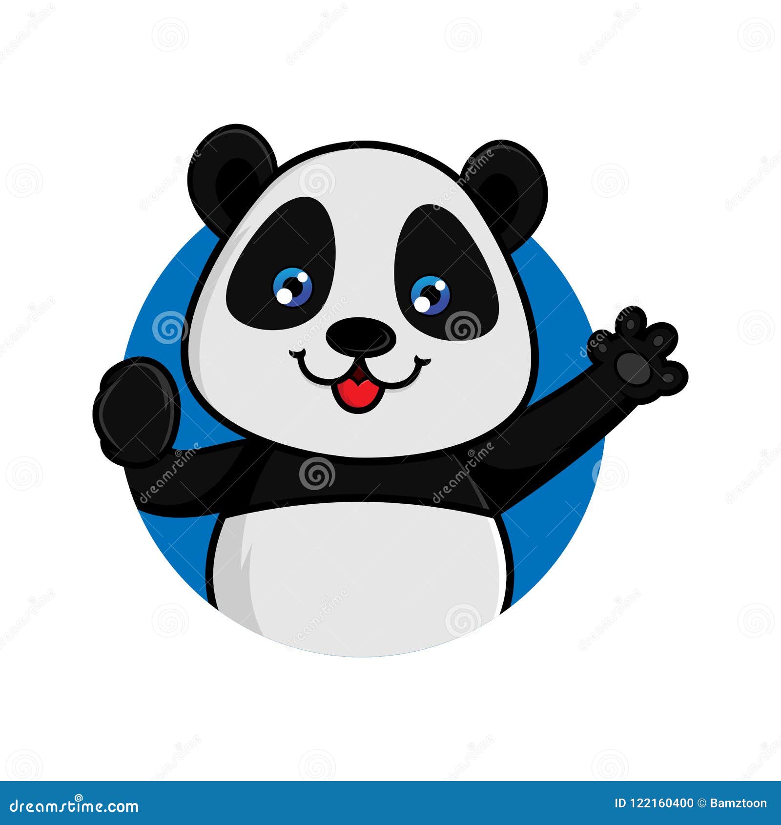 Panda waving and smiling stock vector. Illustration of standing - 122160400