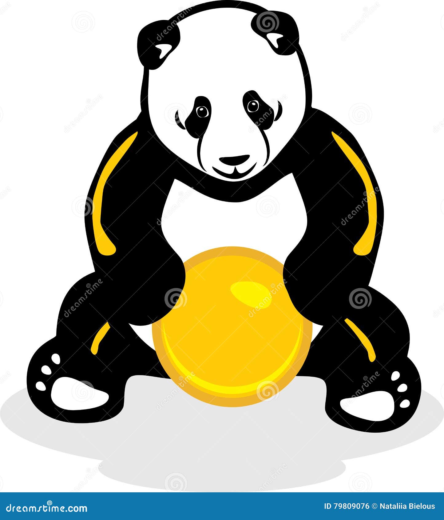 Panda with a yellow ball stock vector. Illustration of objects - 79809076