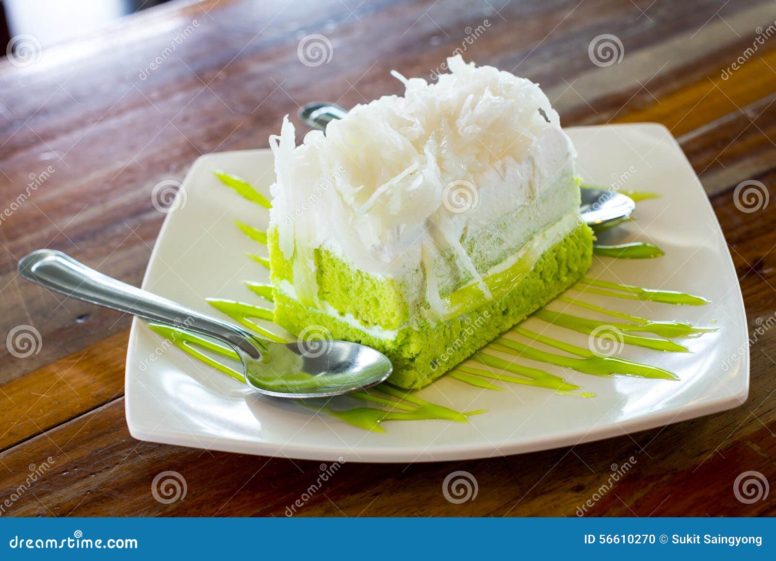 Pandan coconut cake stock photo. Image of snack, fresh - 56610270