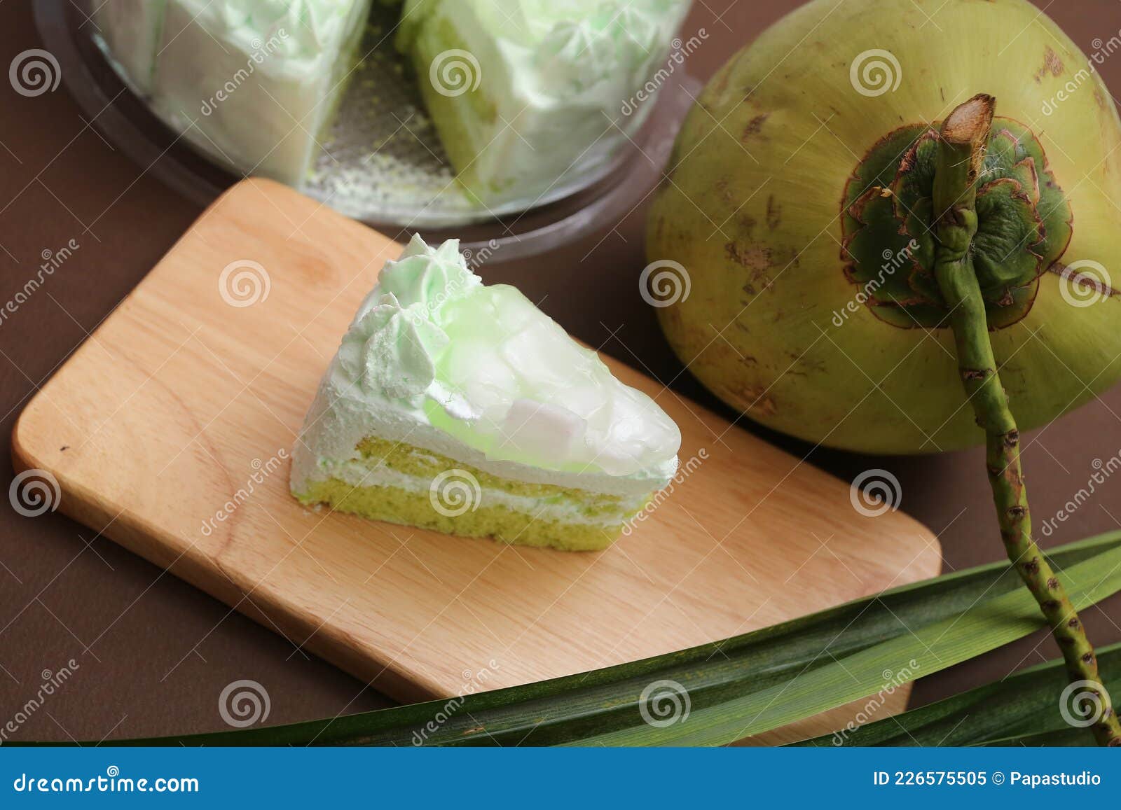 Pandan and Coconut Cake and White Cream Topping Stock Image - Image of ...