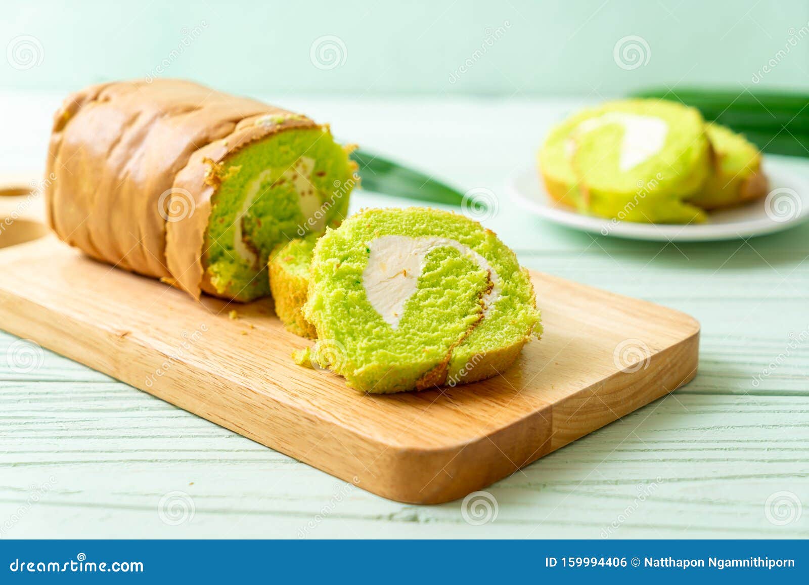 Pandan roll cake stock photo. Image of homemade, pandan - 159994406
