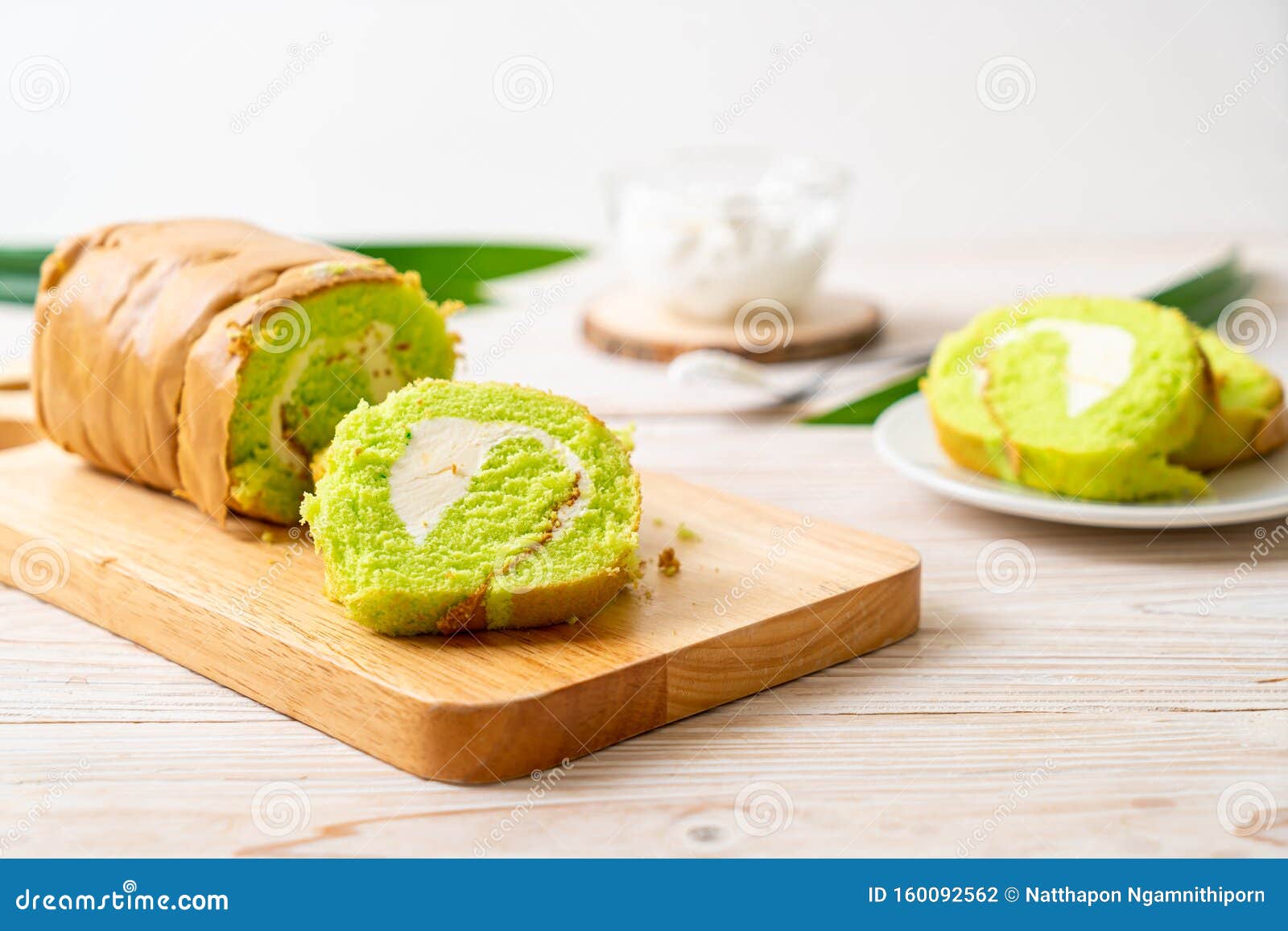 Pandan roll cake stock photo. Image of cake, nature - 160092562