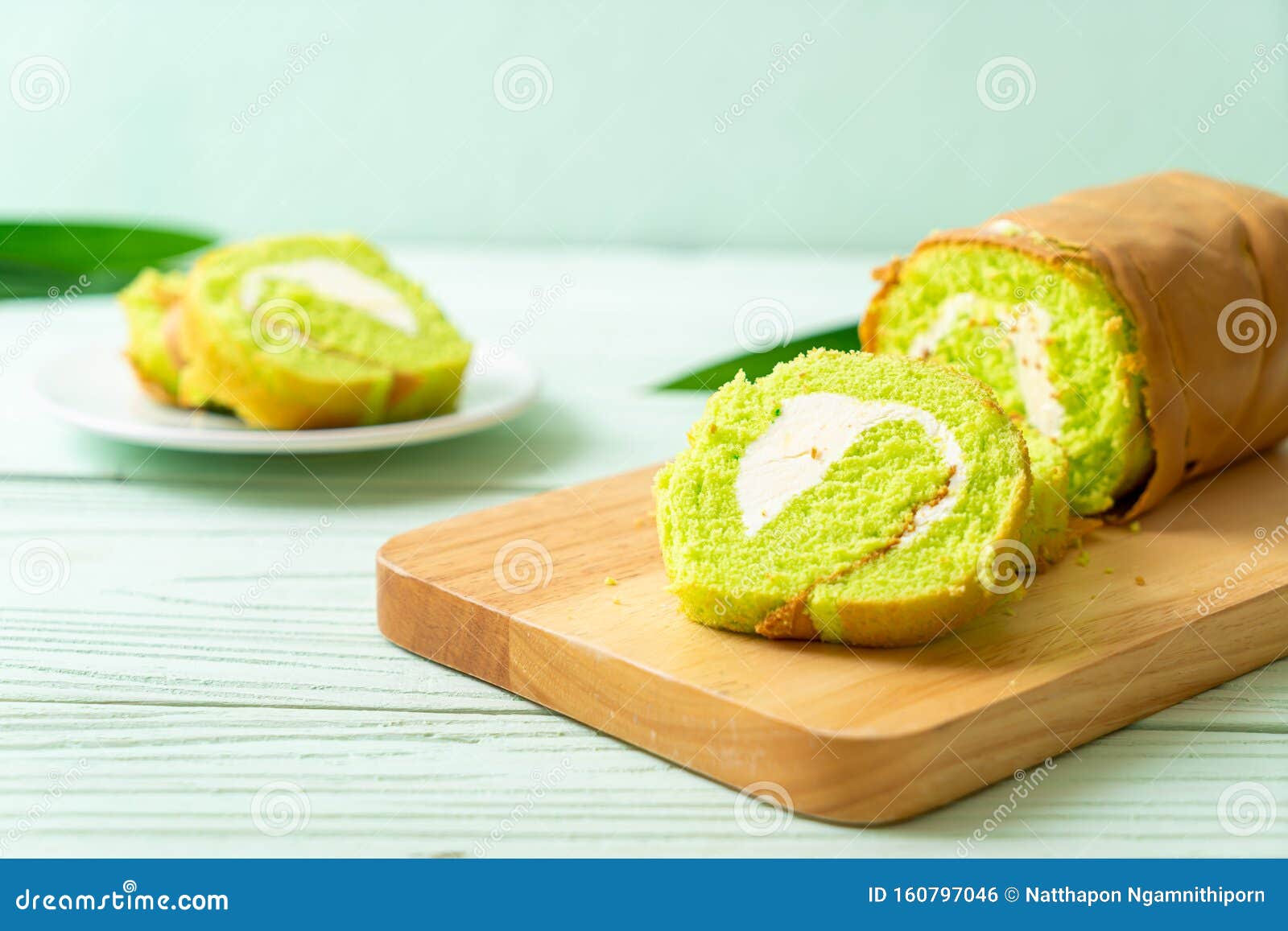 Pandan roll cake stock photo. Image of piece, cuisine - 160797046