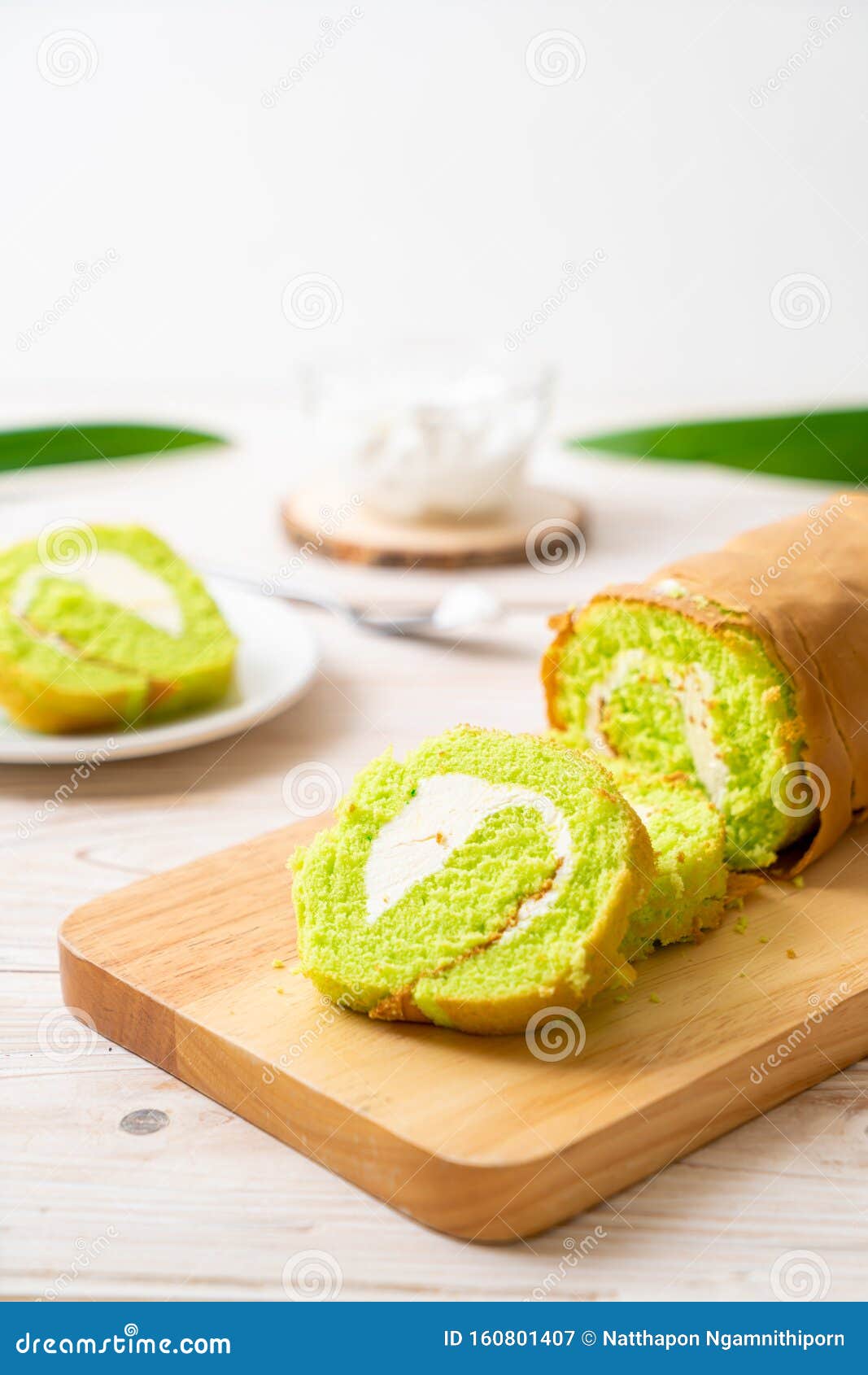 Pandan roll cake stock image. Image of delicious, coffee - 160801407