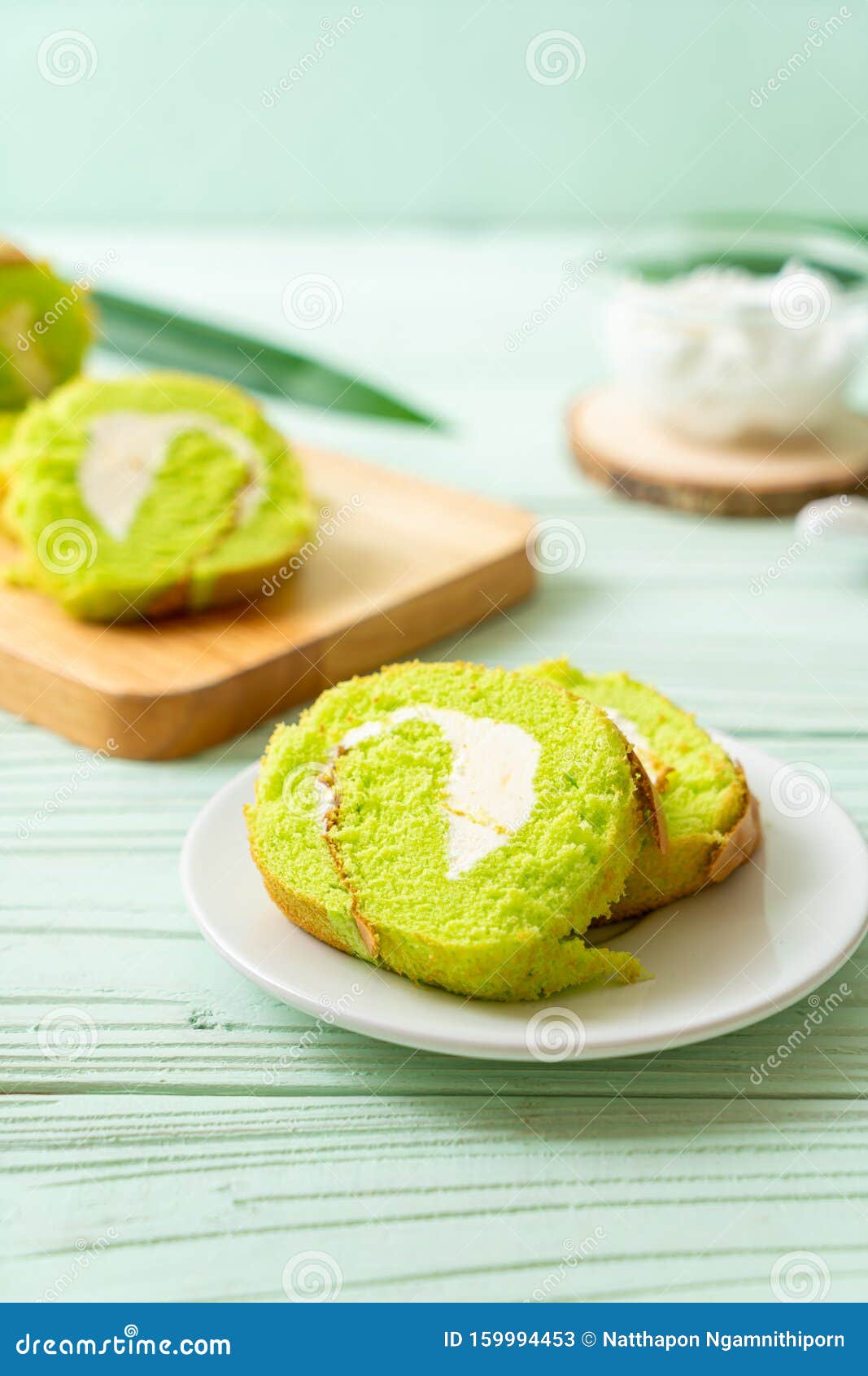 Pandan roll cake stock image. Image of food, plant, pandanus - 159994453
