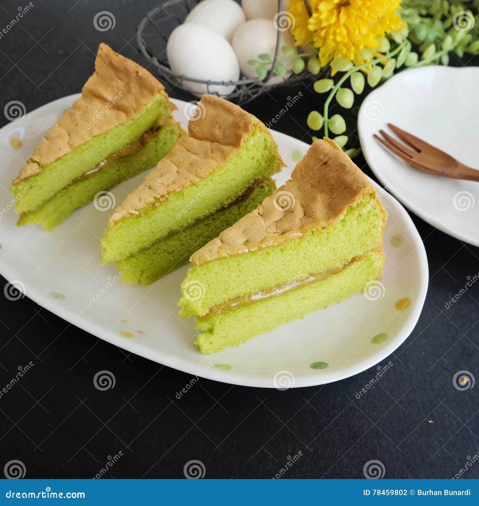Pandan sponge cakes stock photo. Image of bake, sweet - 78459802