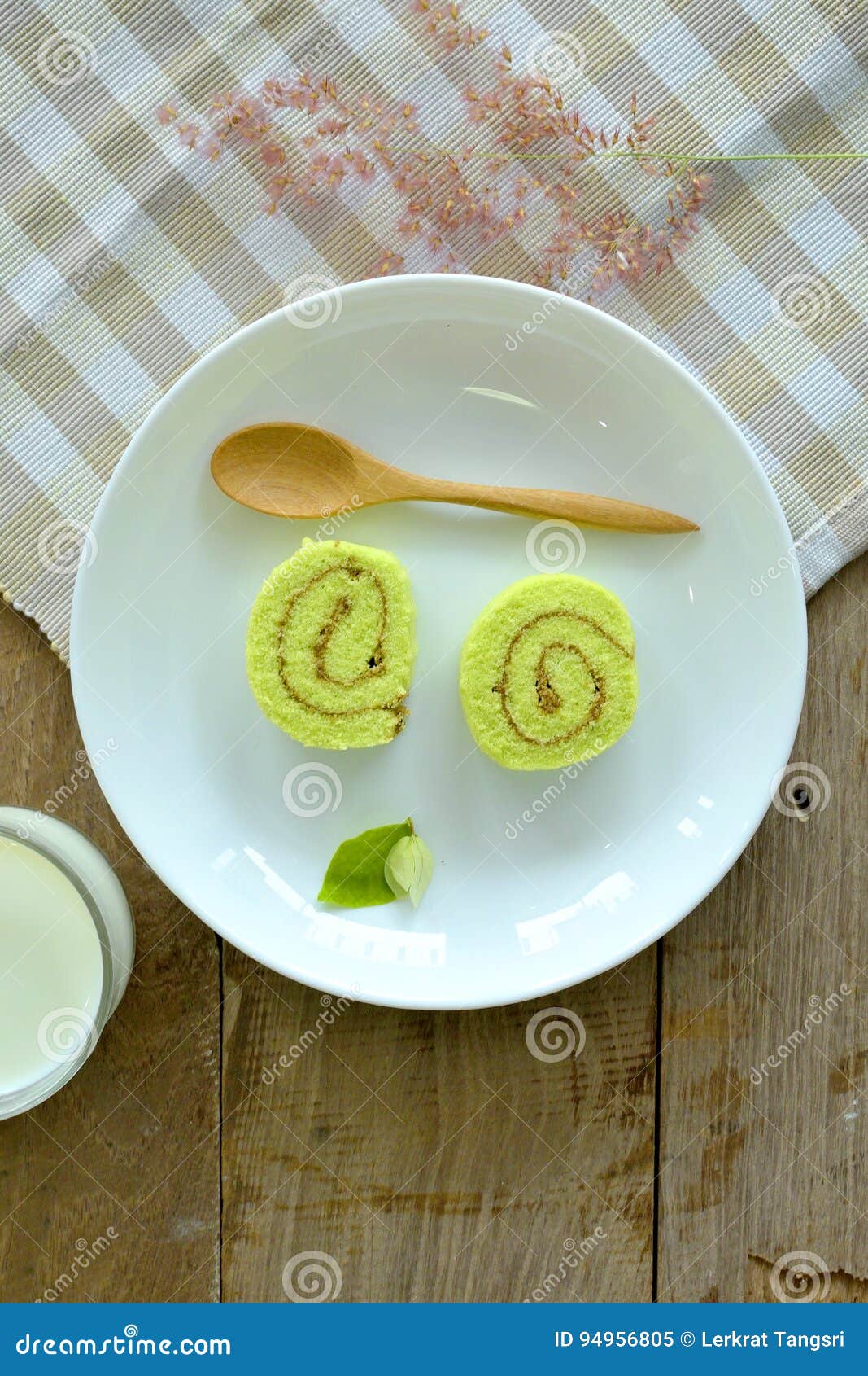 Pandanus leaf Cake roll stock image. Image of cooking - 94956805