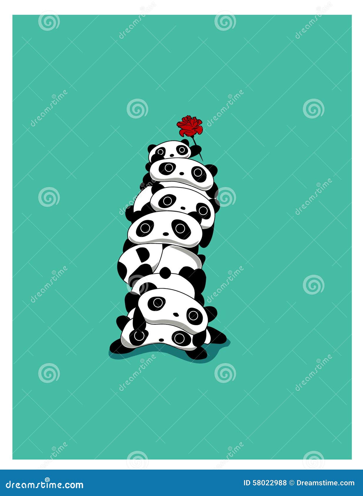 Pandas stock illustration. Illustration of rose, bears - 58022988