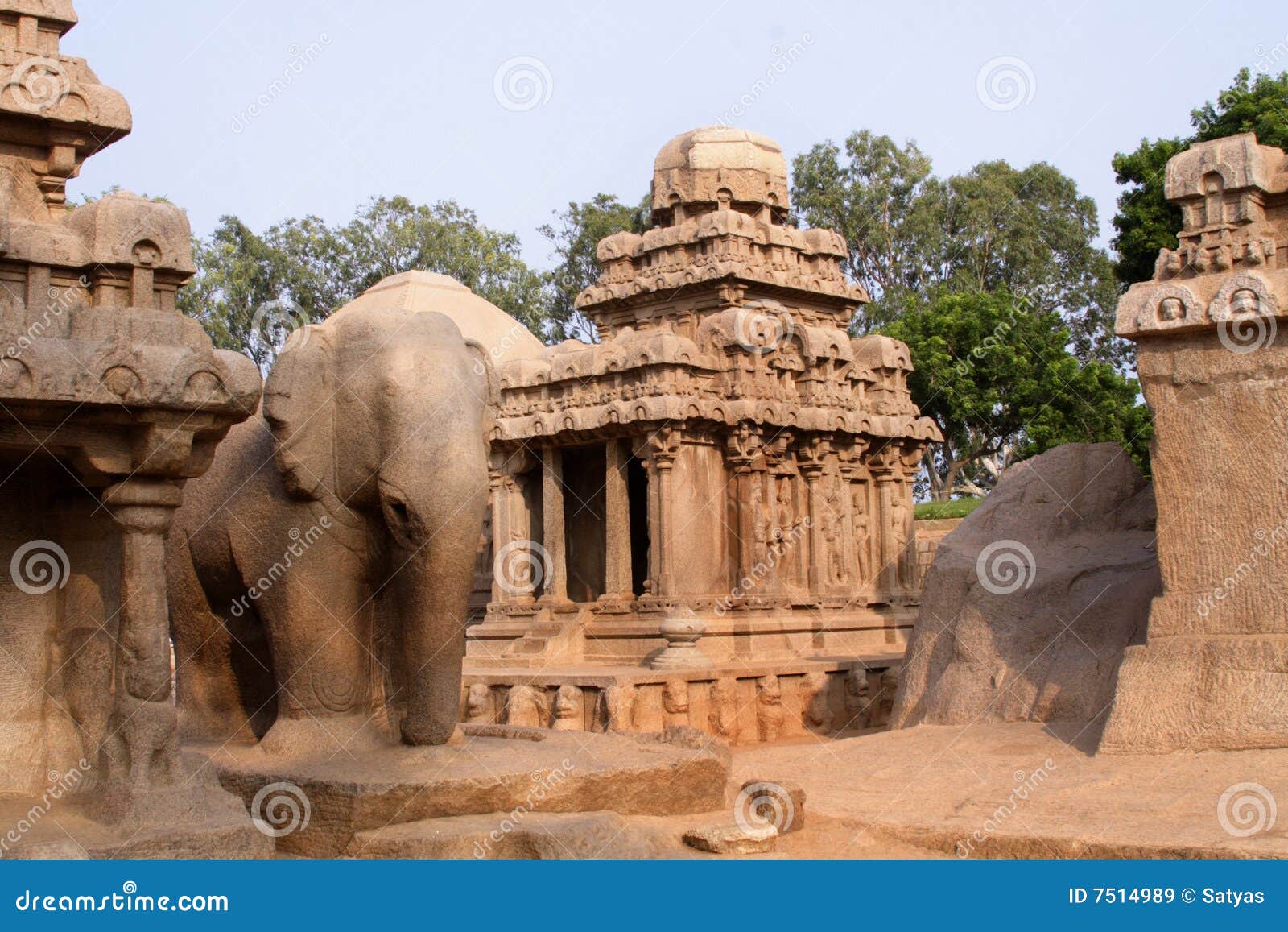 Pandava Rathas , Mamallapuram Stock Image - Image of mamallapuram ...
