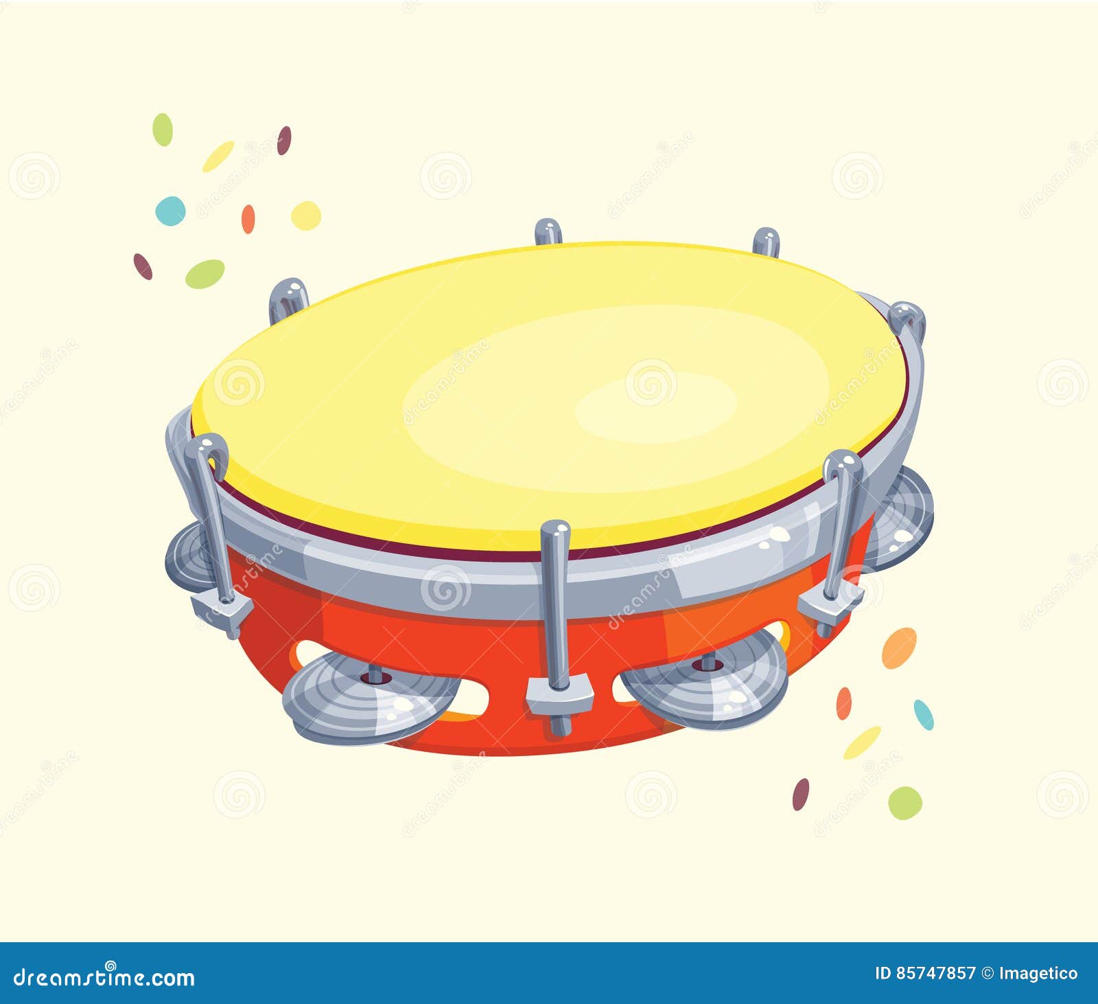 Pandeiro com confetes ilustração do vetor. Ilustração de confete - 85747857